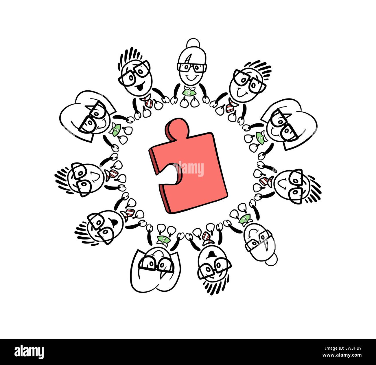 Digitally generated Cute cartoon business people connecting around ...