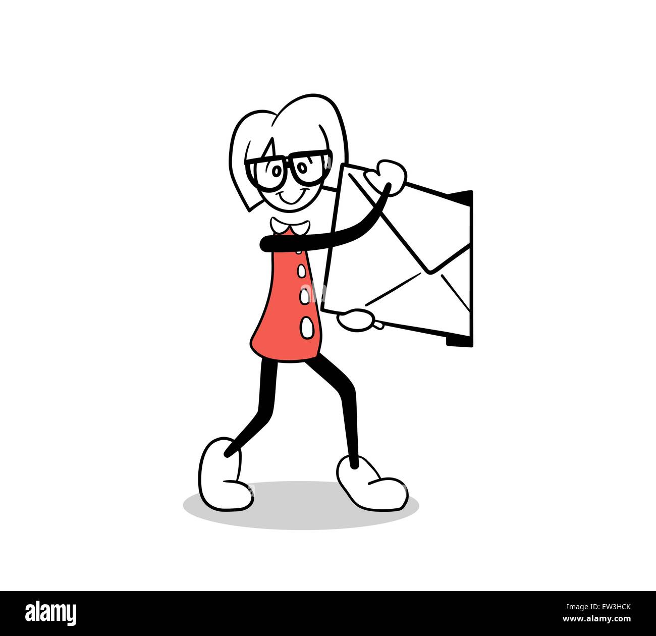 Cartoon Illustration Letter Smiling Happy Stock Photos & Cartoon ...