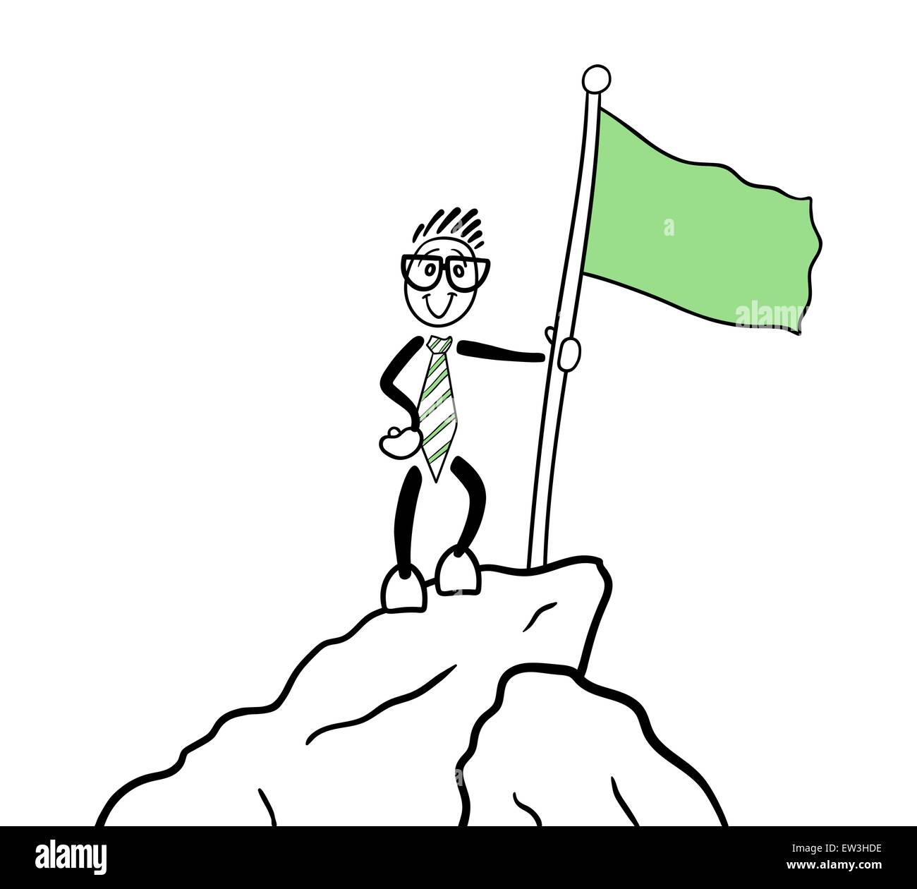 Digitally generated Cute cartoon businessman reaching the summit Stock ...