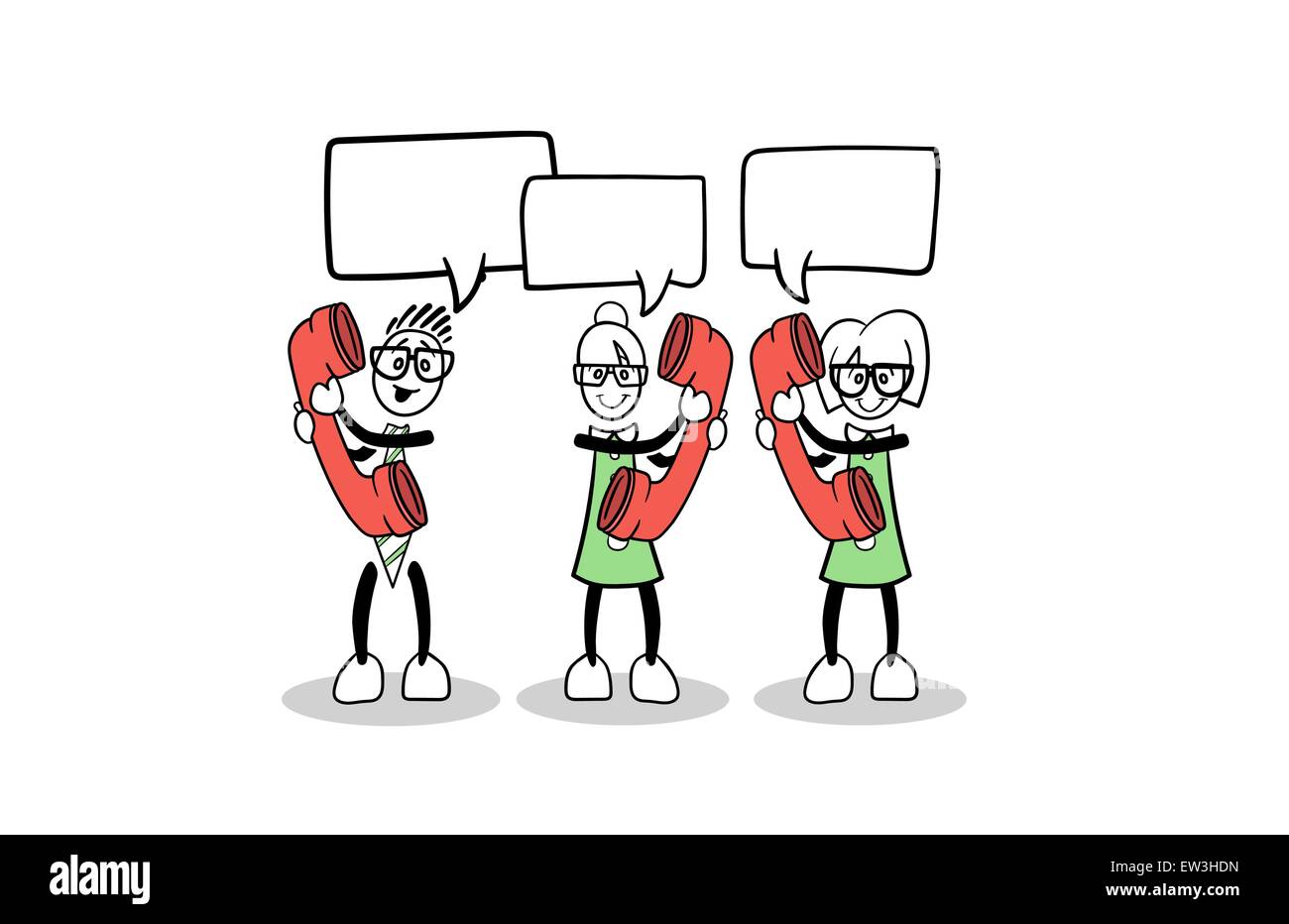 Digitally generated Cute cartoon business people making calls Stock ...