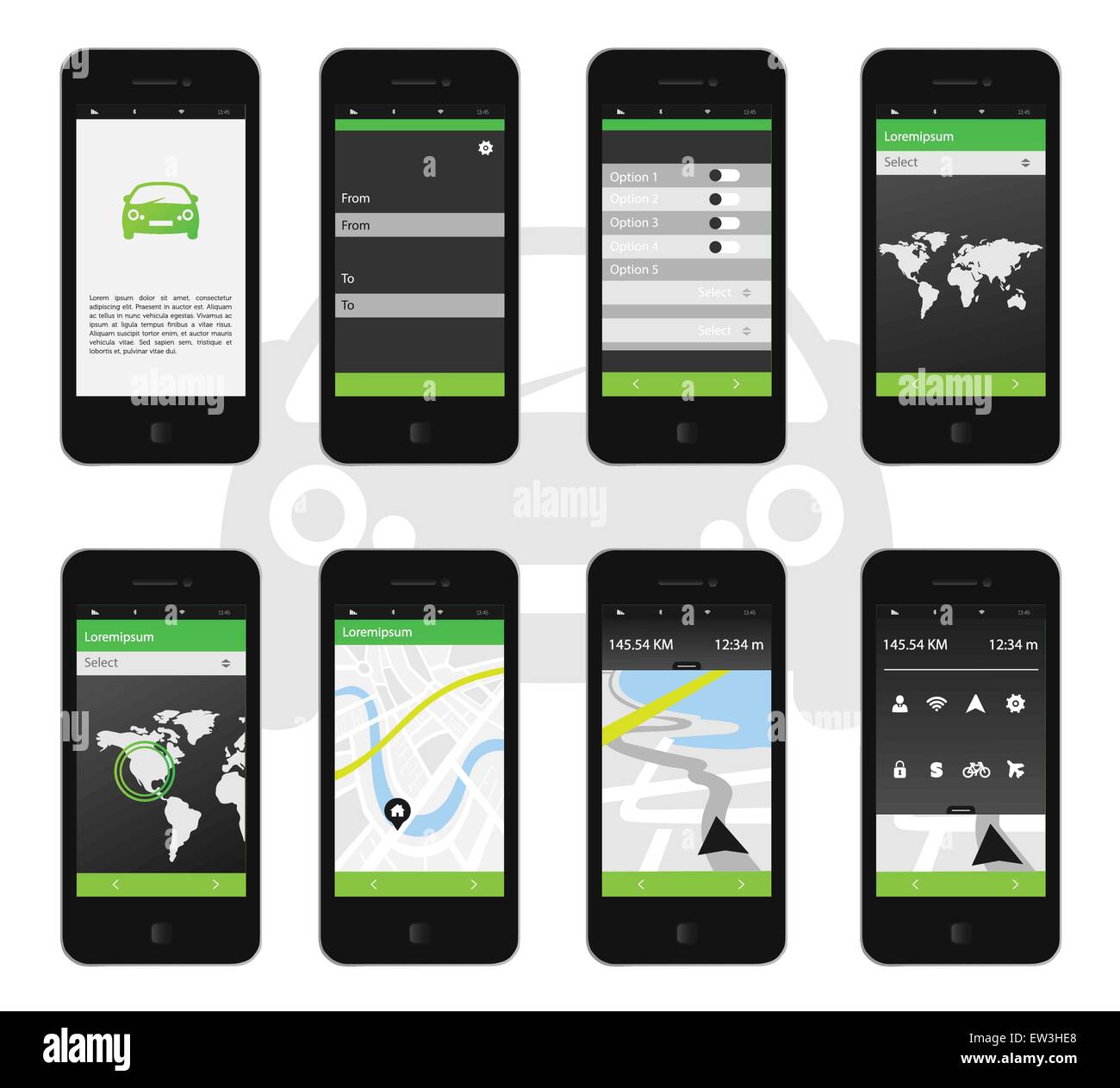 Digitally generated Map app interface on phone screen Stock Vector ...