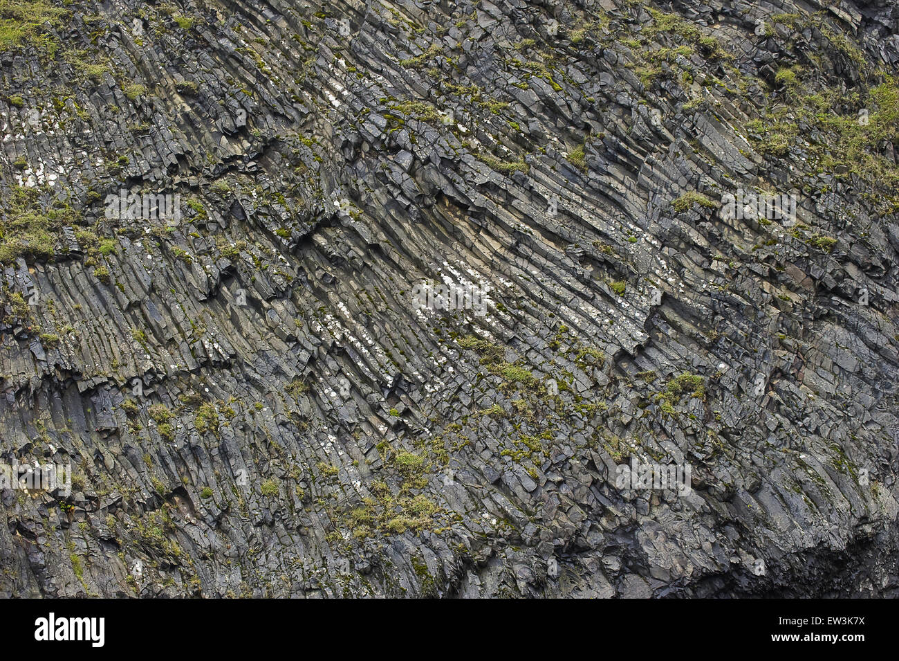 Columnar basalt formation on sea cliff, Vik, Myrdalshreppur, Iceland ...