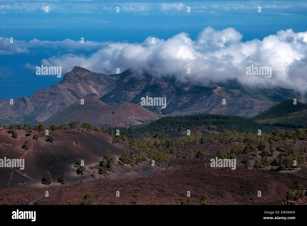 View of the volcanic terrain surround Teide, or Mount Teide at El Teide ...