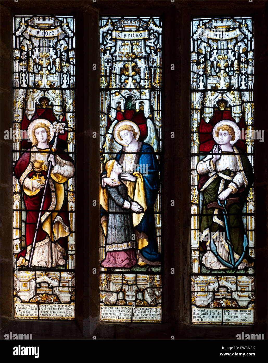 Faith, Hope and Charity stained glass, St Mary the Virgin Church, East ...