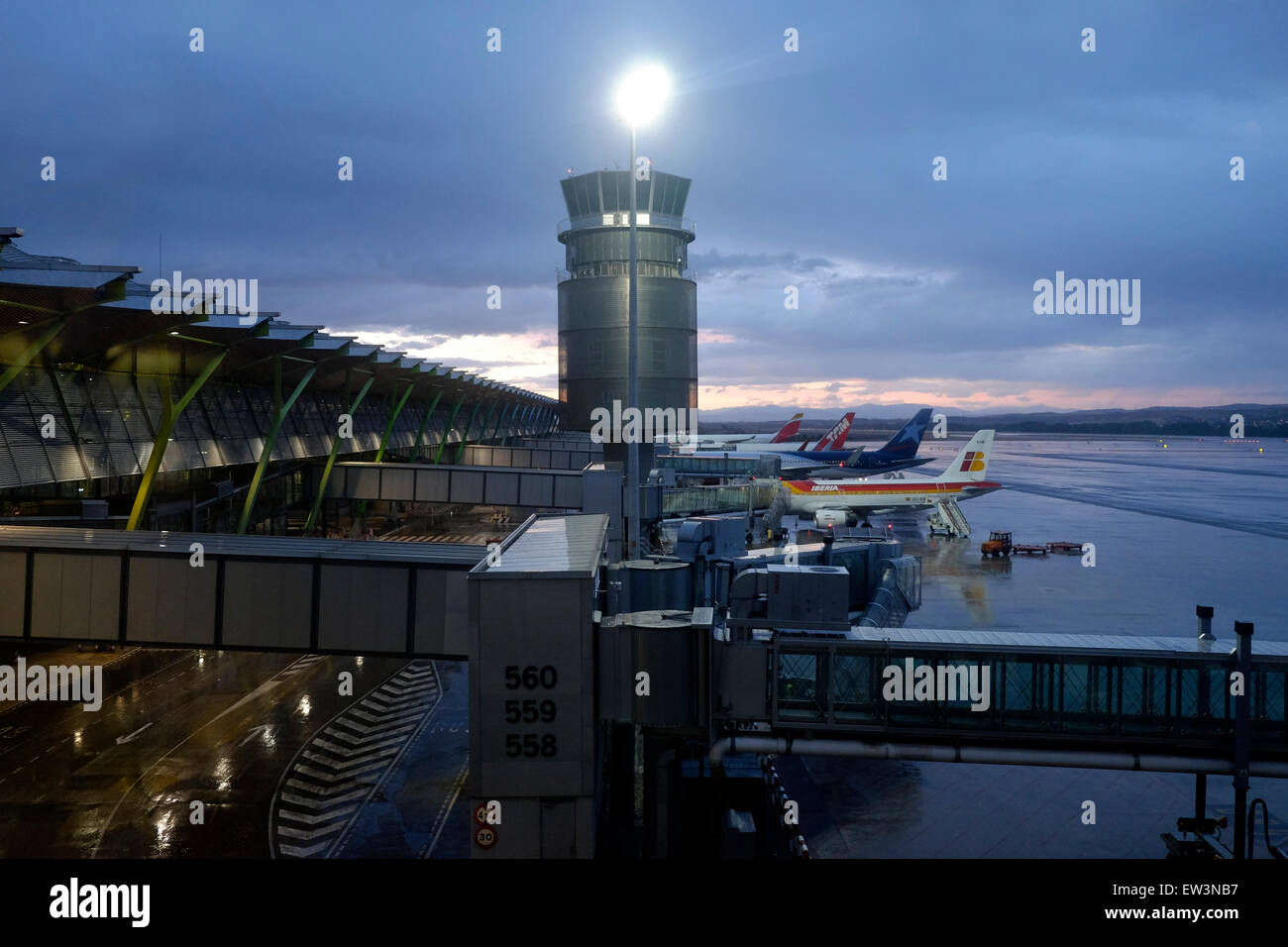 The Ground control tower at terminal T4S of Adolfo Suarez Madrid ...