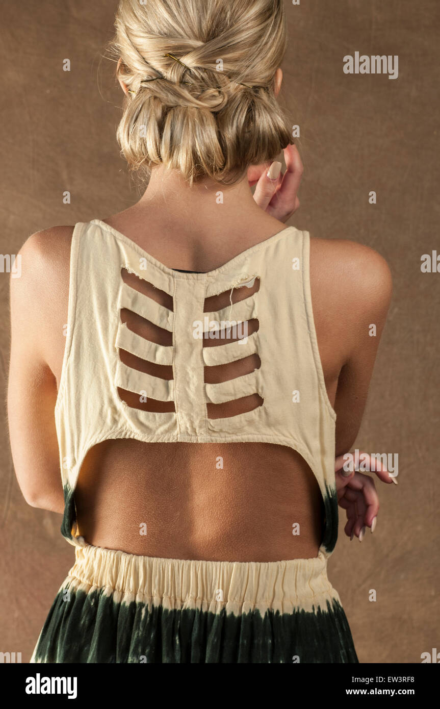 Rear view of a woman in summer dress Stock Photo - Alamy