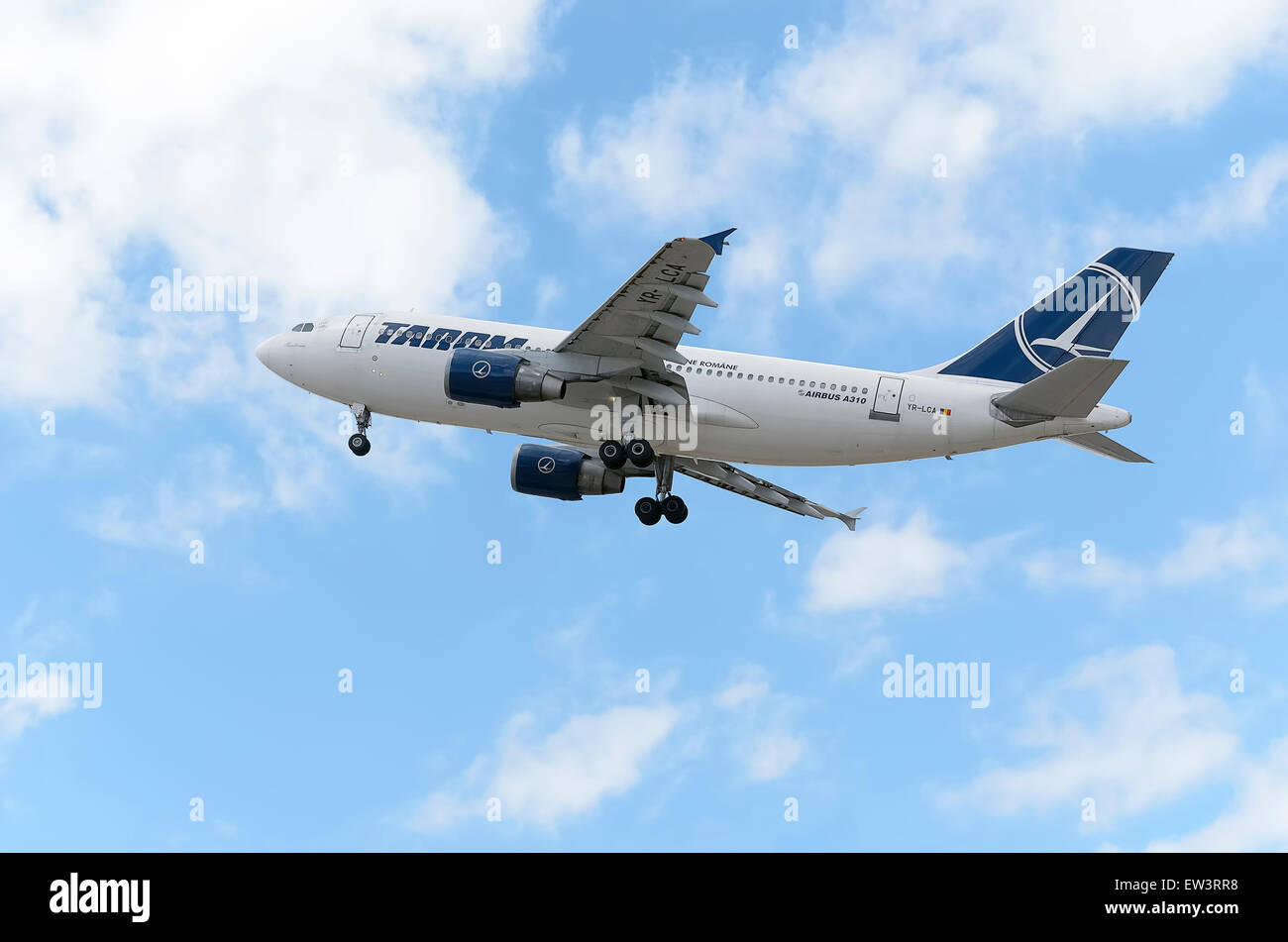 Aircraft -Airbus A310-325-, of -Tarom- airline, is taking off from ...