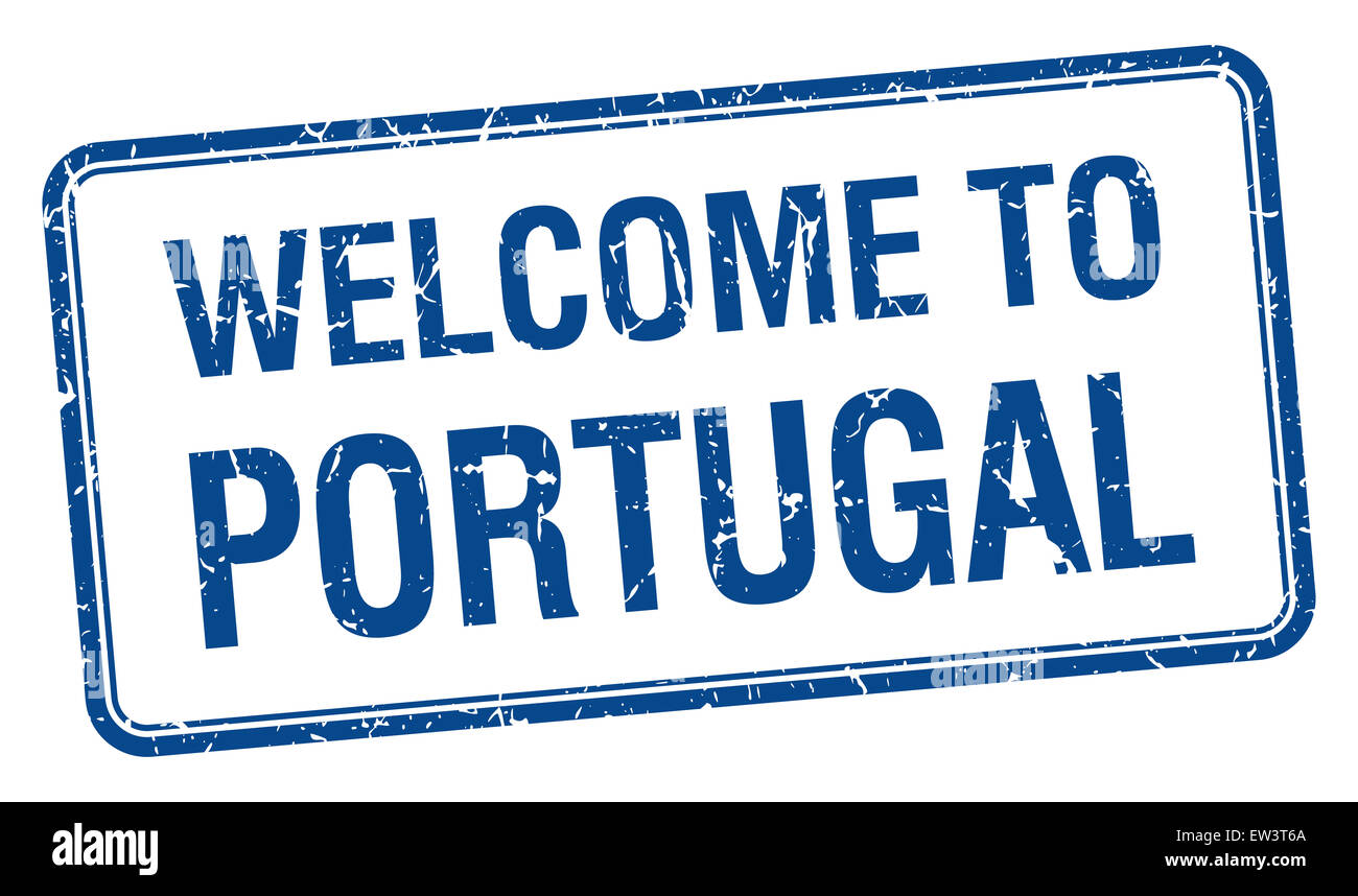 welcome to Portugal blue grunge square stamp Stock Photo - Alamy