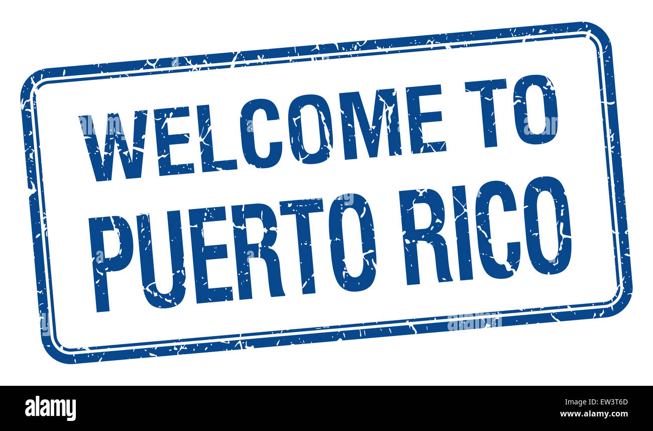 welcome to Puerto Rico blue grunge square stamp Stock Photo - Alamy