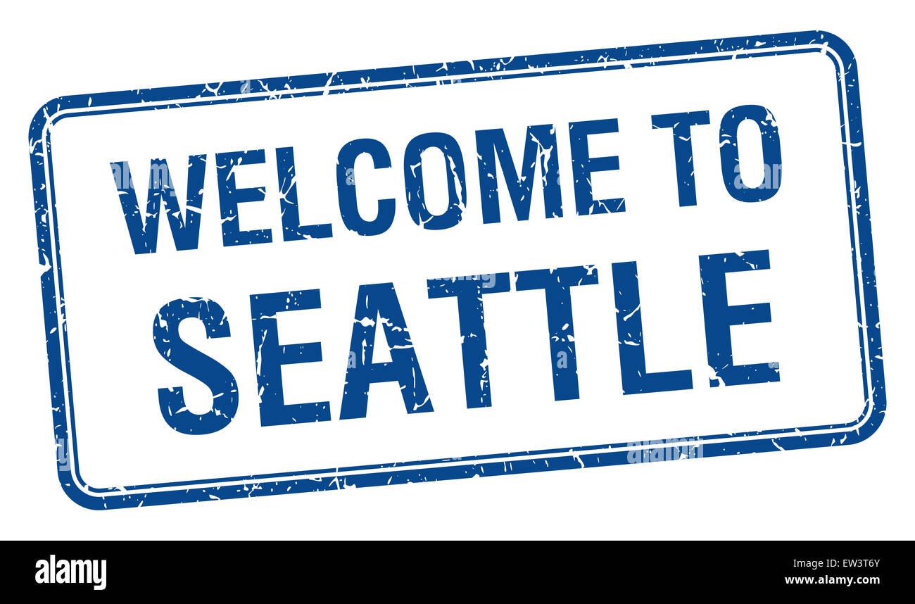 welcome to Seattle blue grunge square stamp Stock Photo - Alamy