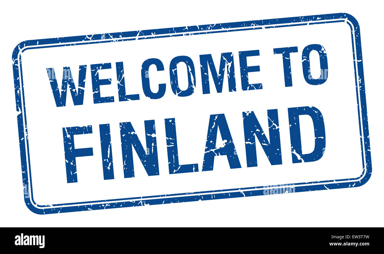 welcome to Finland blue grunge square stamp Stock Photo - Alamy