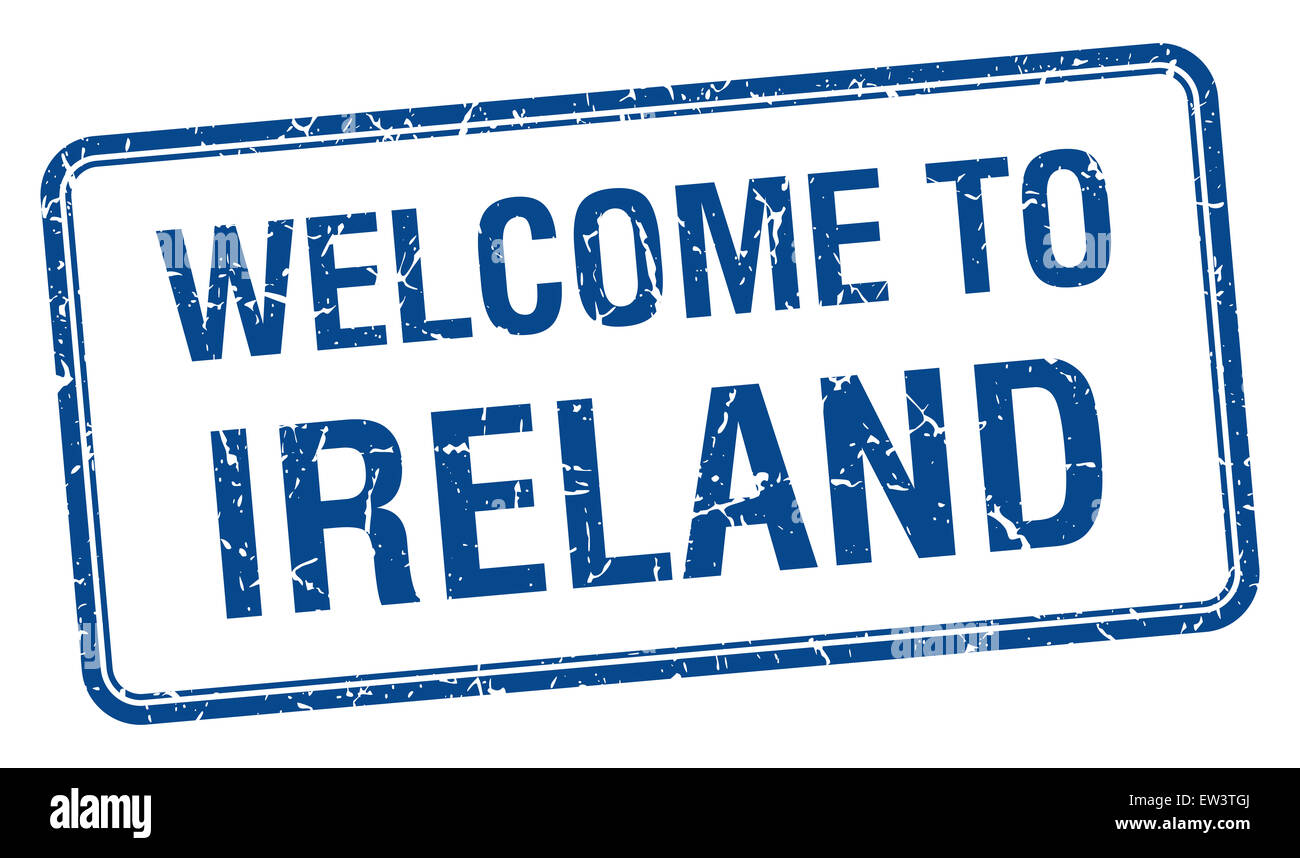 welcome to Ireland blue grunge square stamp Stock Photo - Alamy
