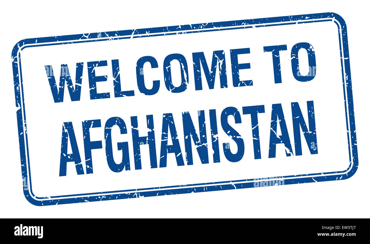 welcome to Afghanistan blue grunge square stamp Stock Photo - Alamy