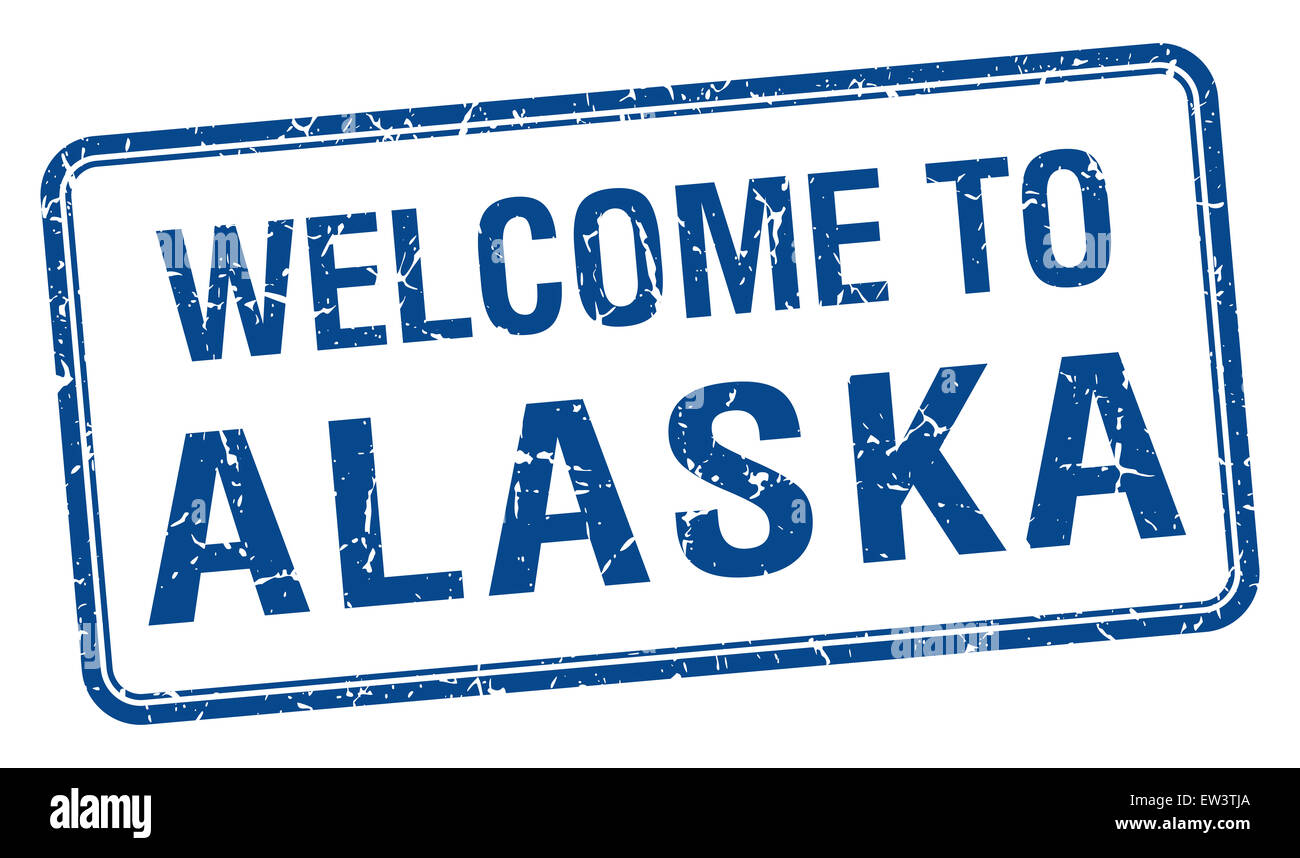 welcome to Alaska blue grunge square stamp Stock Photo - Alamy