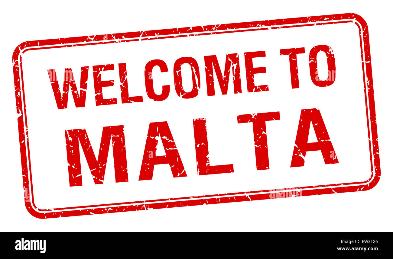 welcome to Malta red grunge square stamp Stock Photo - Alamy