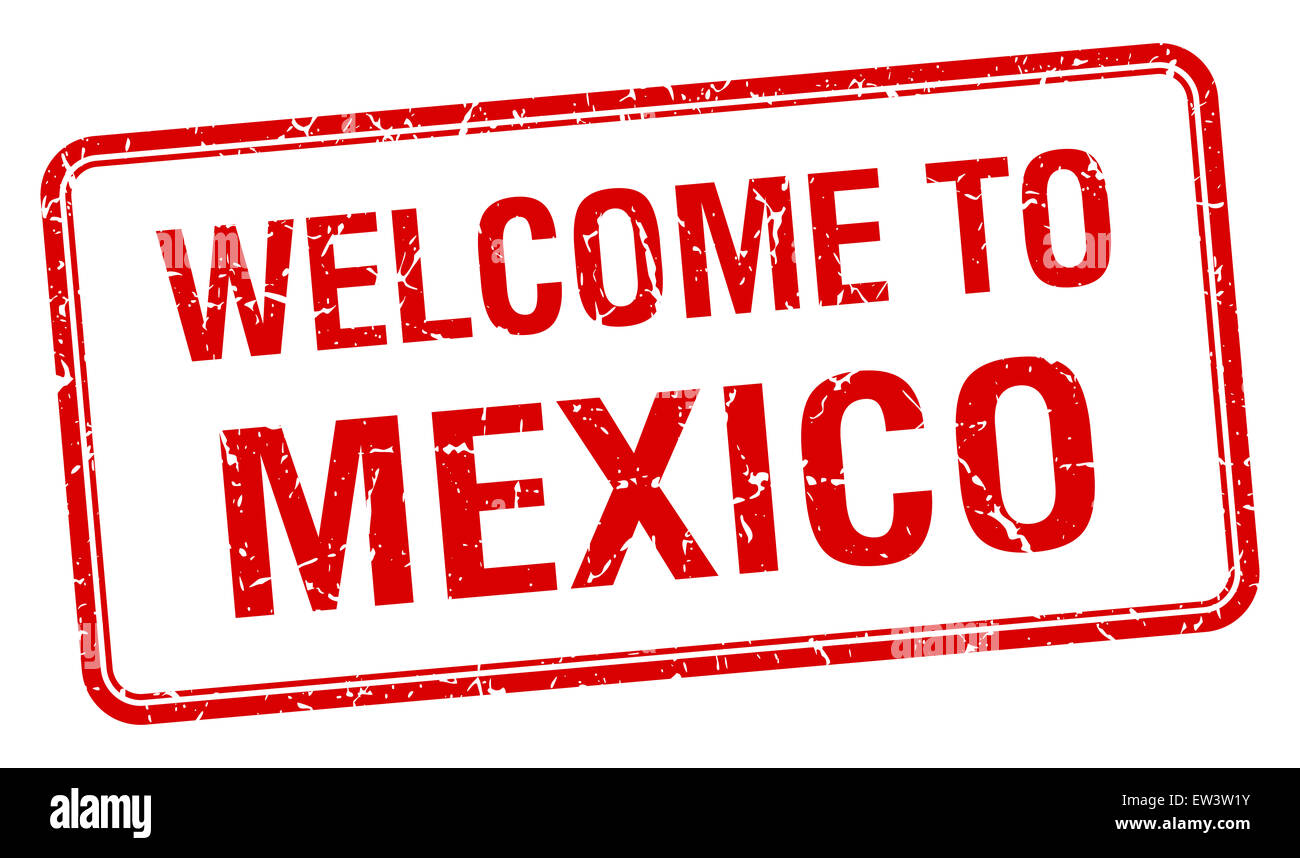 welcome to Mexico red grunge square stamp Stock Photo - Alamy