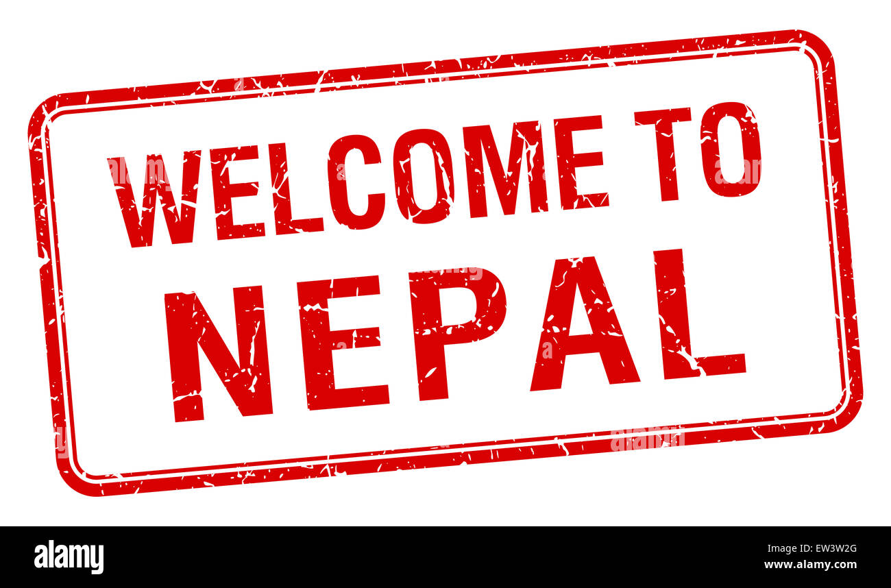 welcome to Nepal red grunge square stamp Stock Photo - Alamy