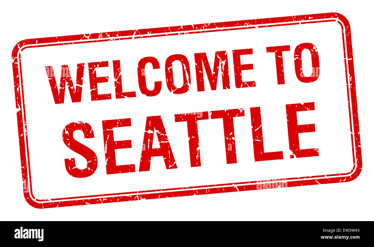 welcome to Seattle red grunge square stamp Stock Photo - Alamy