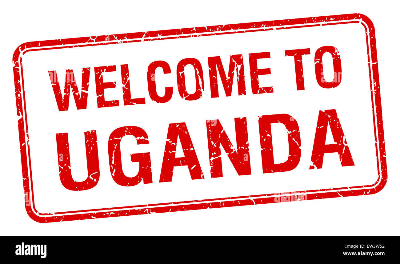 welcome to Uganda red grunge square stamp Stock Photo - Alamy