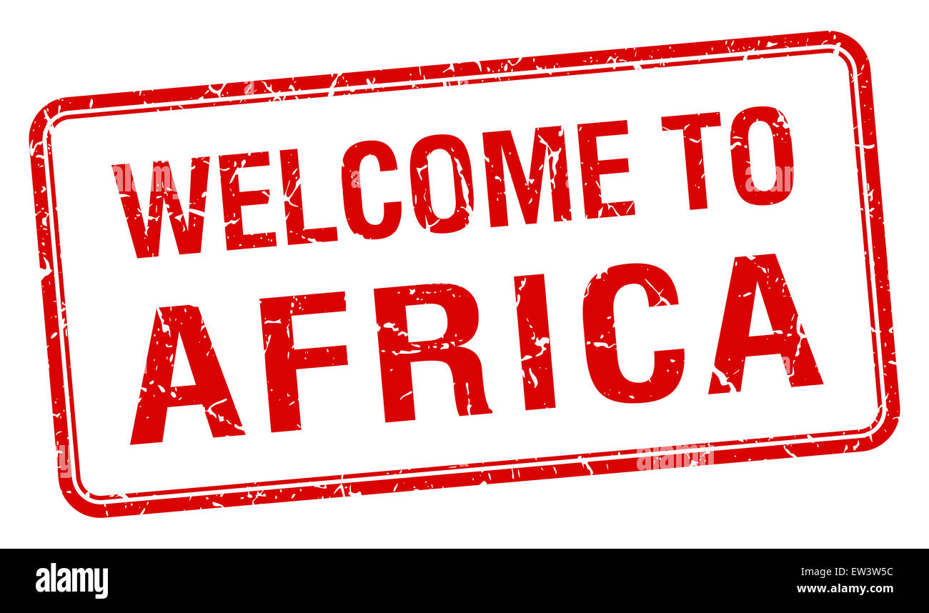 welcome to Africa red grunge square stamp Stock Photo - Alamy