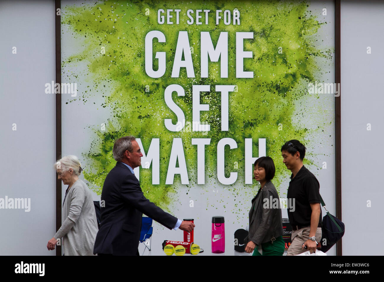 Wimbledon London, UK. 17th June 2015. Shops are specially decorated as ...