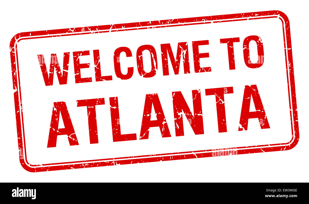 welcome to Atlanta red grunge square stamp Stock Photo - Alamy