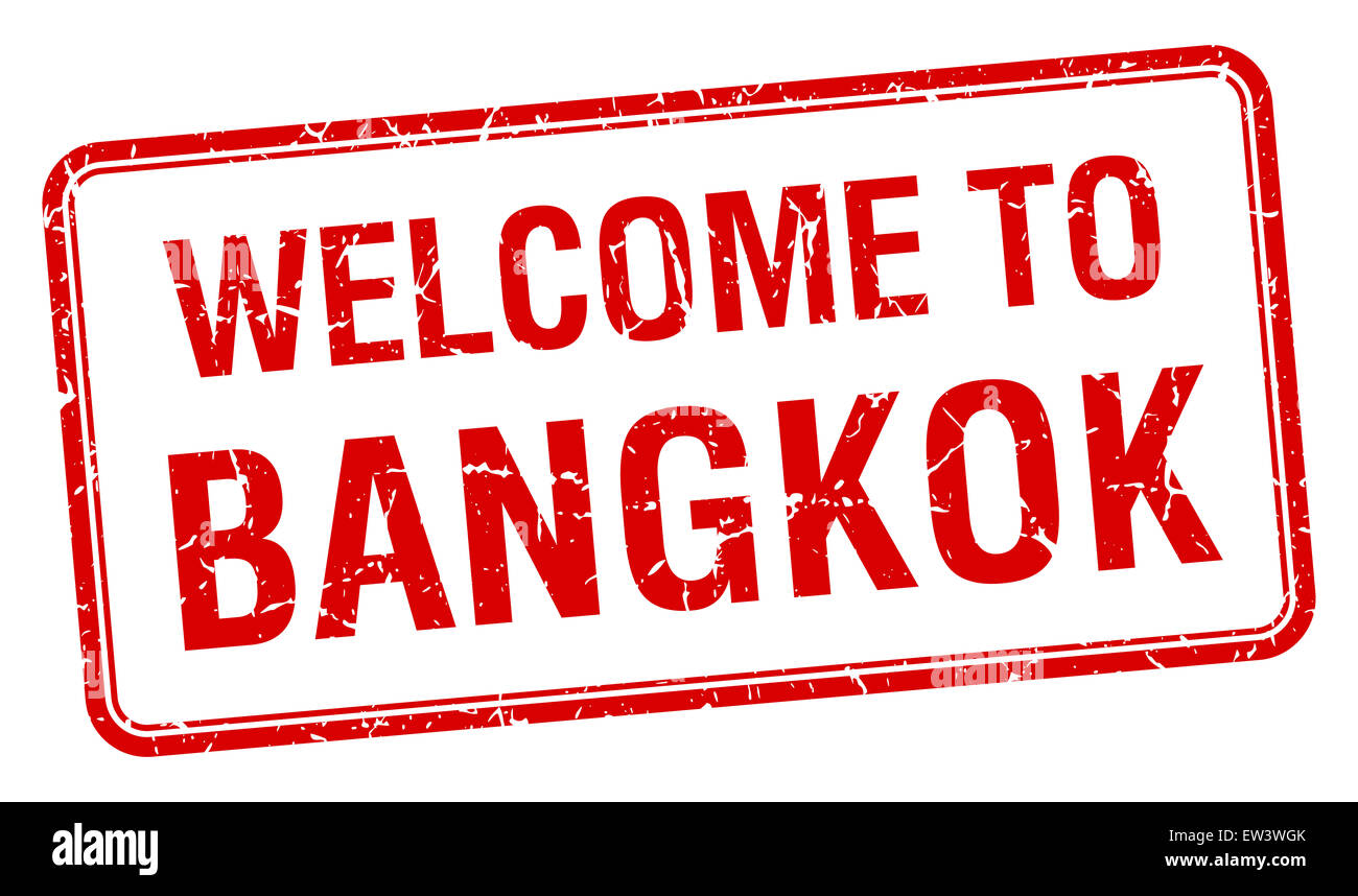 welcome to Bangkok red grunge square stamp Stock Photo - Alamy