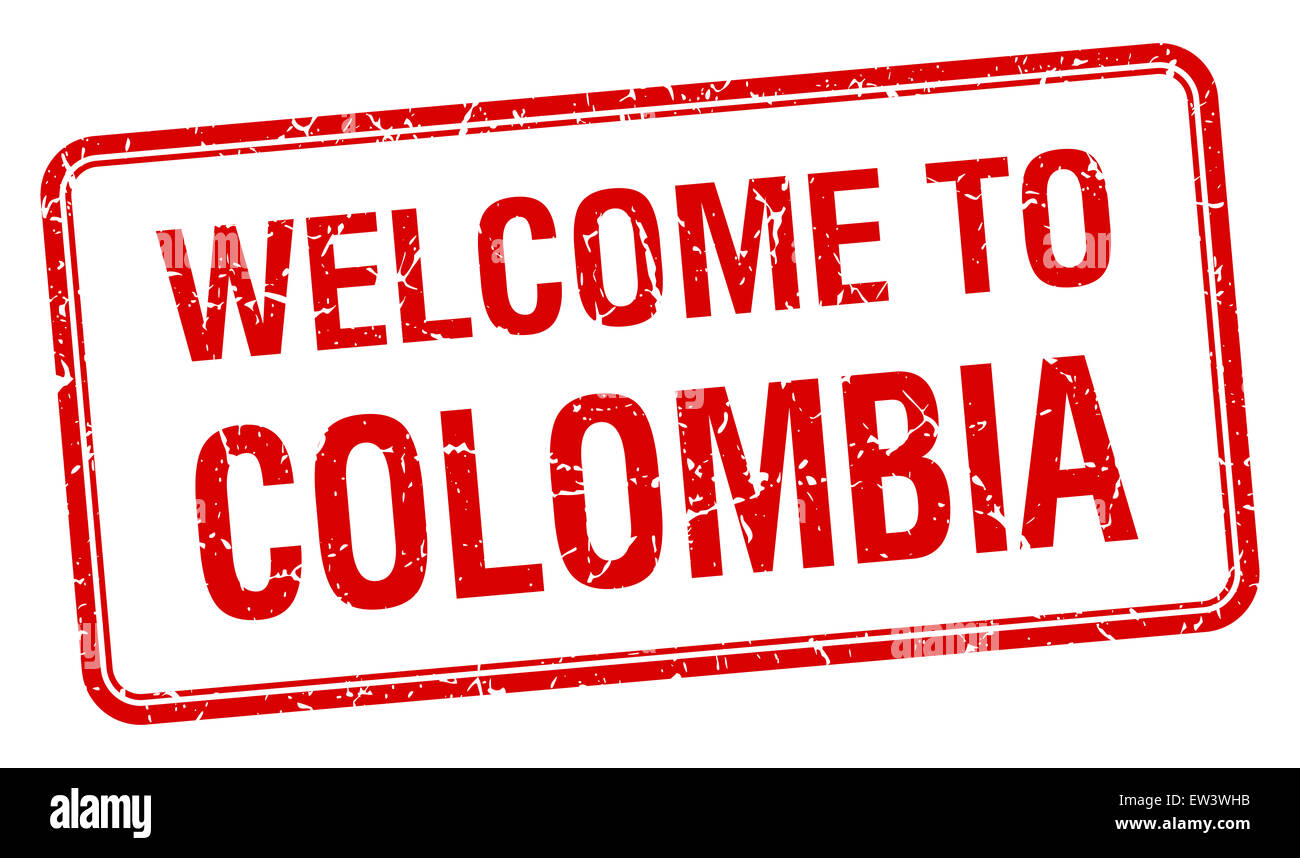 welcome to Colombia red grunge square stamp Stock Photo - Alamy