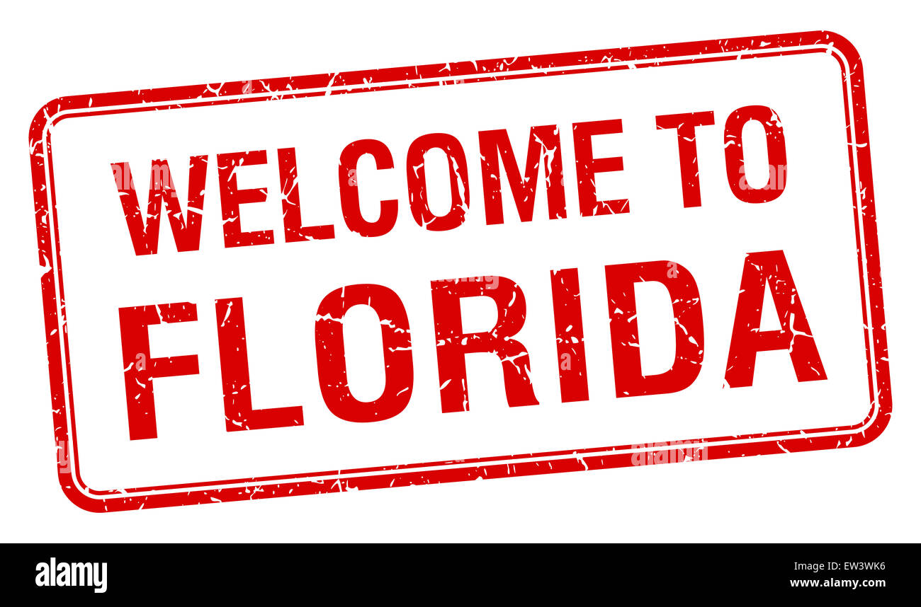 welcome to Florida red grunge square stamp Stock Photo - Alamy