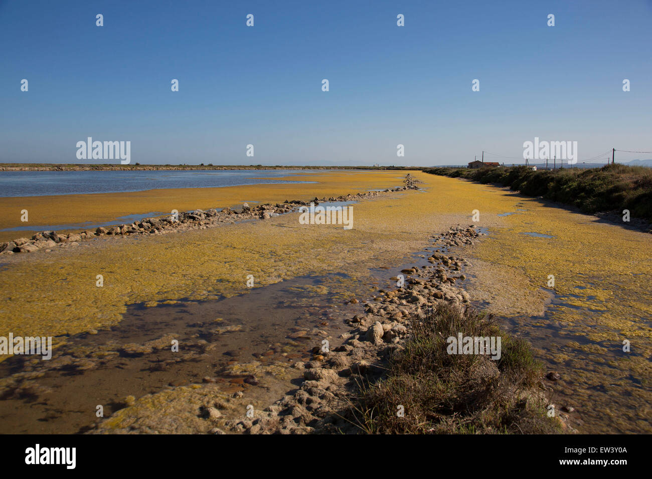 Famous salt flats at Gruissan, Languedoc-Roussillon, France. This area ...
