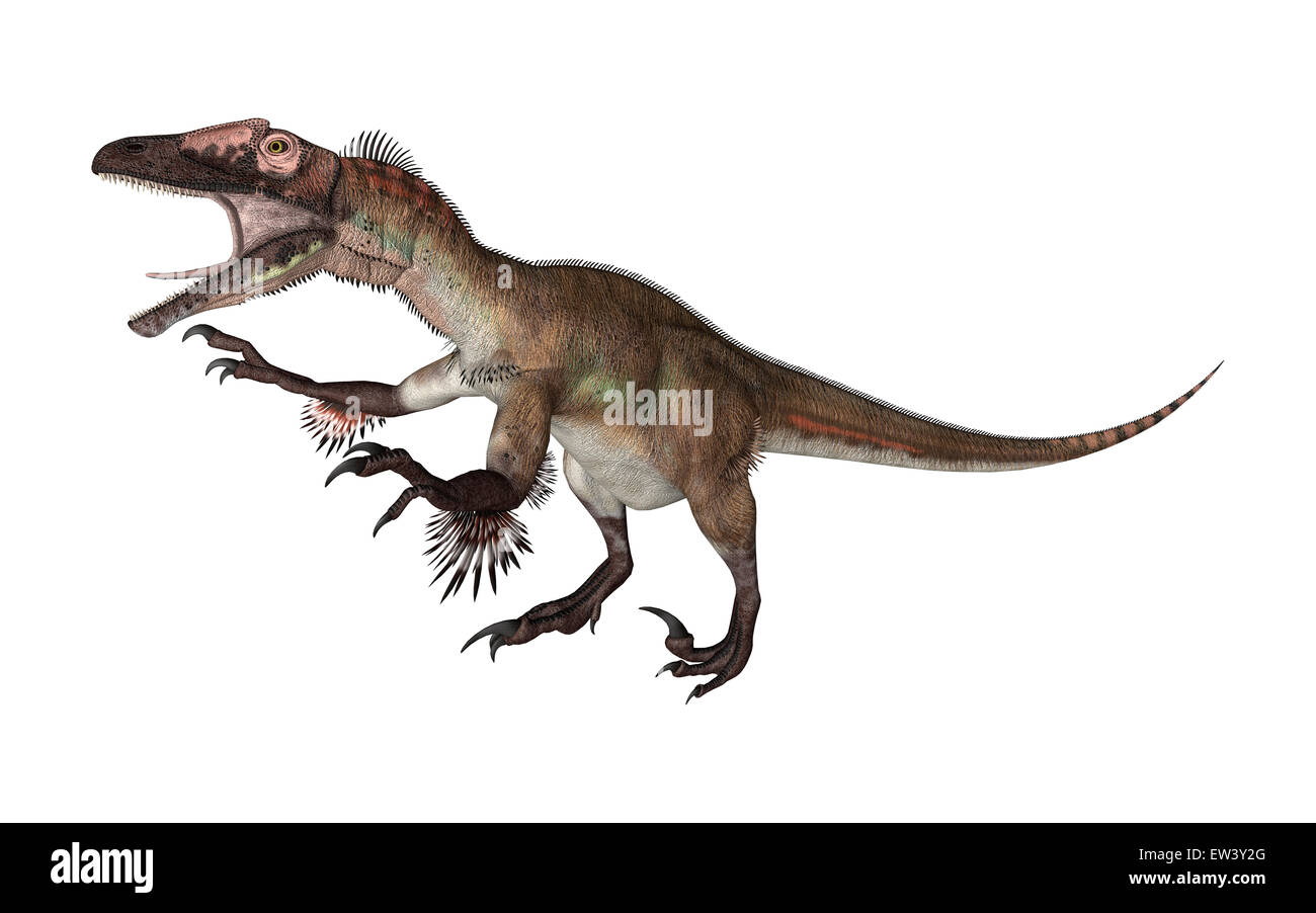 3D digital render of a dinosaur utahraptor isolated on white background ...