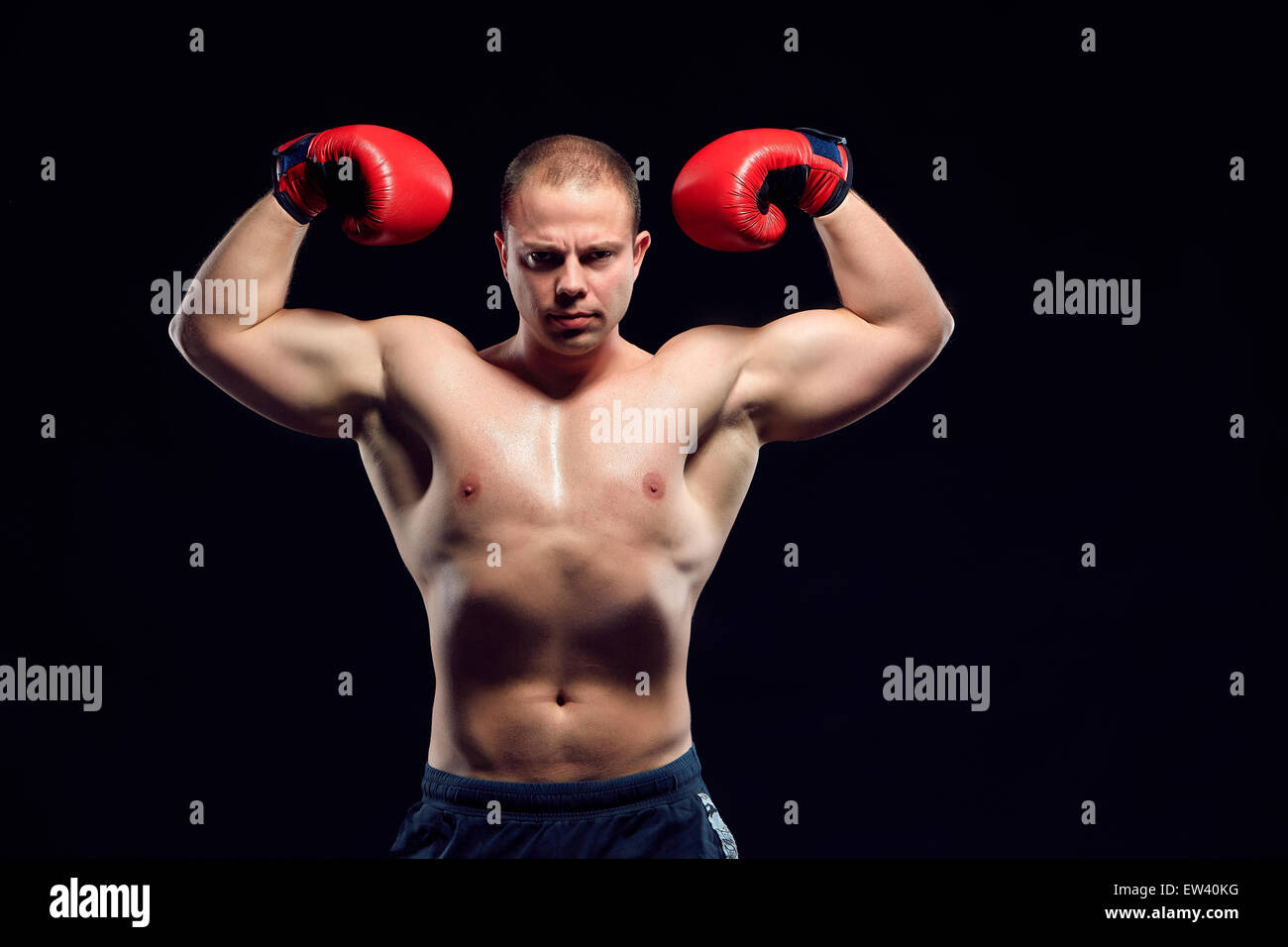 Muscular young caucasian boxer Stock Photo - Alamy