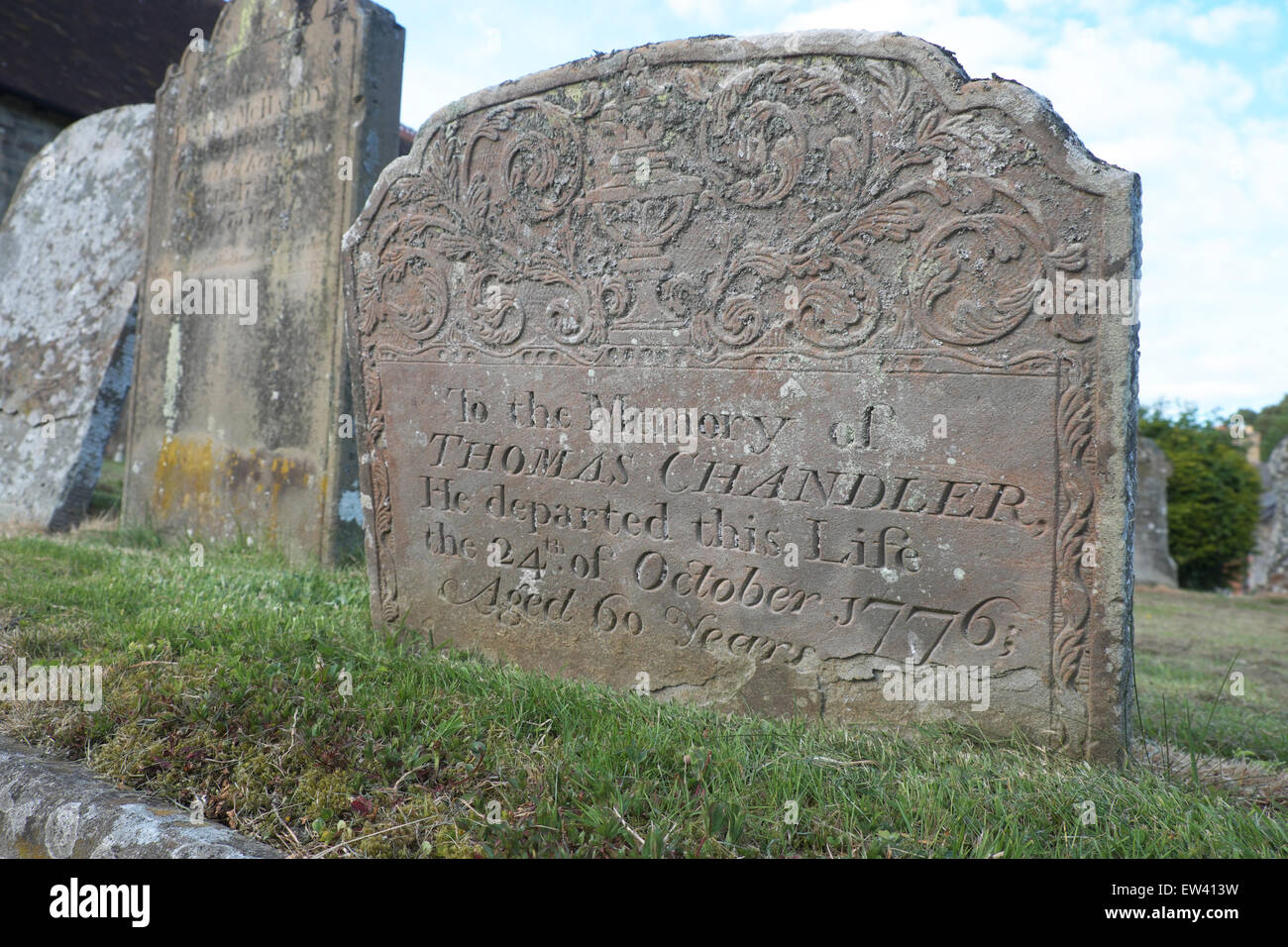 Old Georgian headstone date 1776 ( reign of George III ) with ornate ...