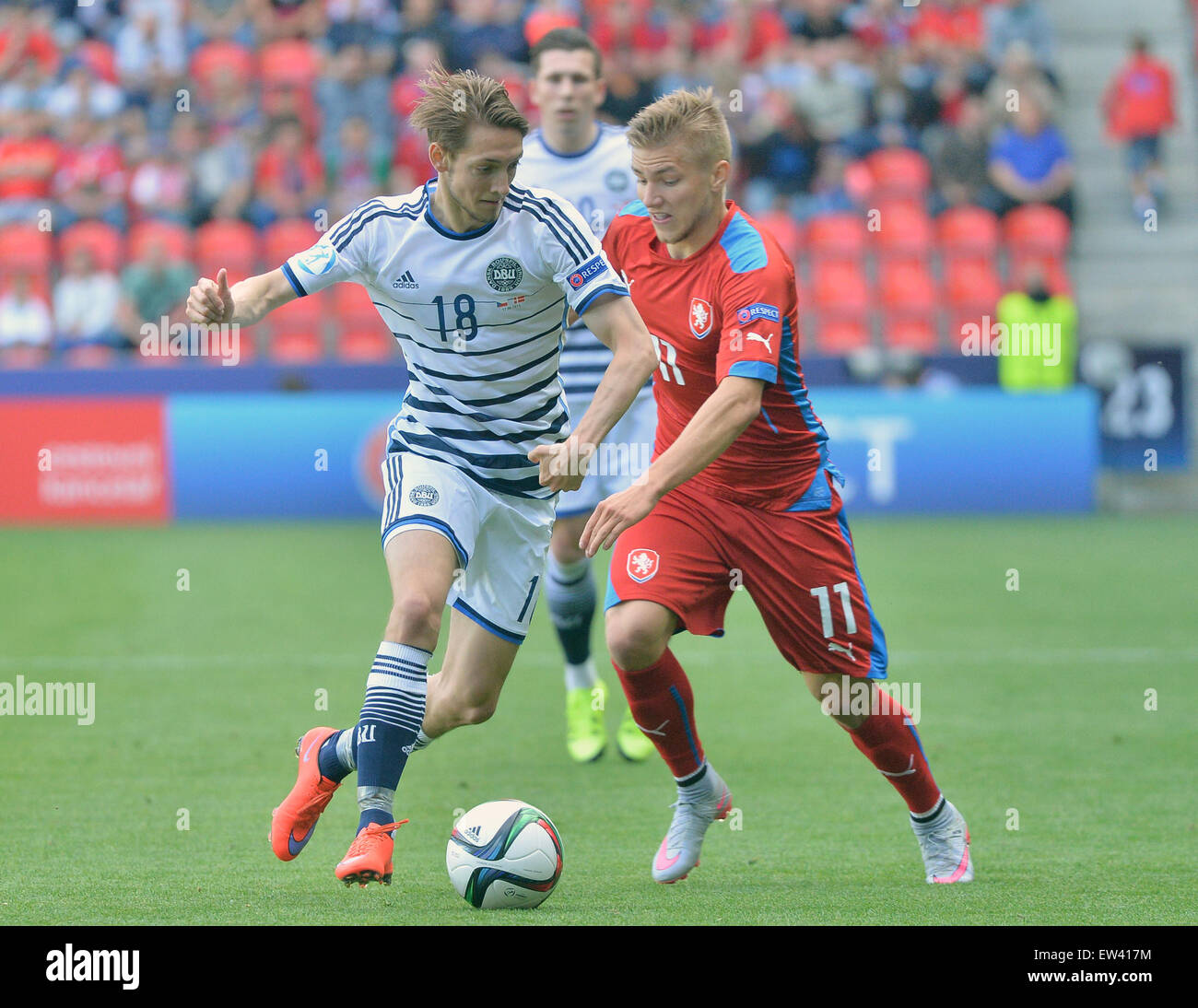 Rasmus Falk of Denmark, left, and Martin Frydek of Czech Republic fight ...