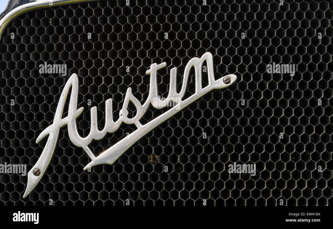 Austin name on the front of a classic car, England. UK Stock Photo - Alamy