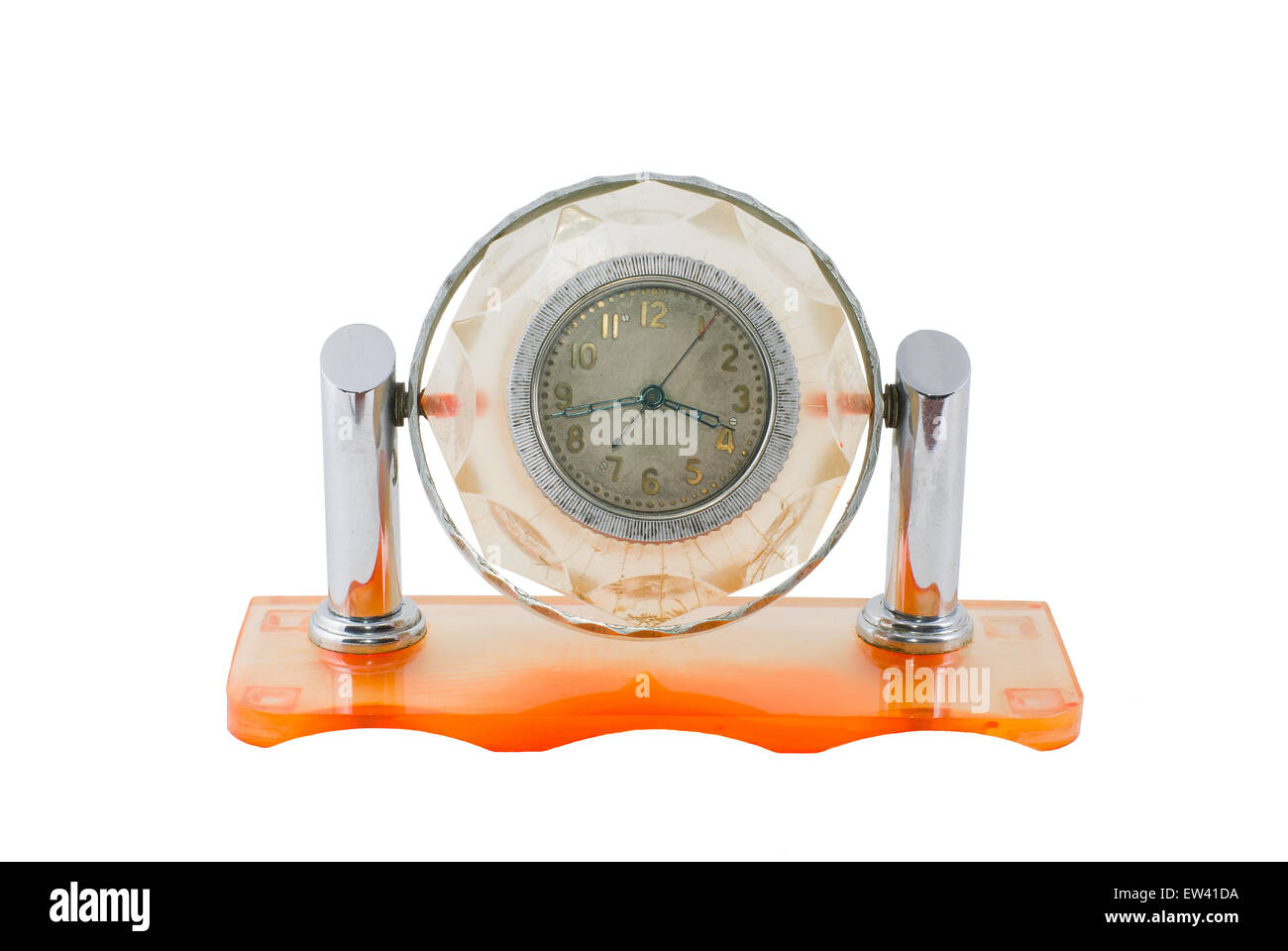Vintage clock on a colored stand Stock Photo - Alamy