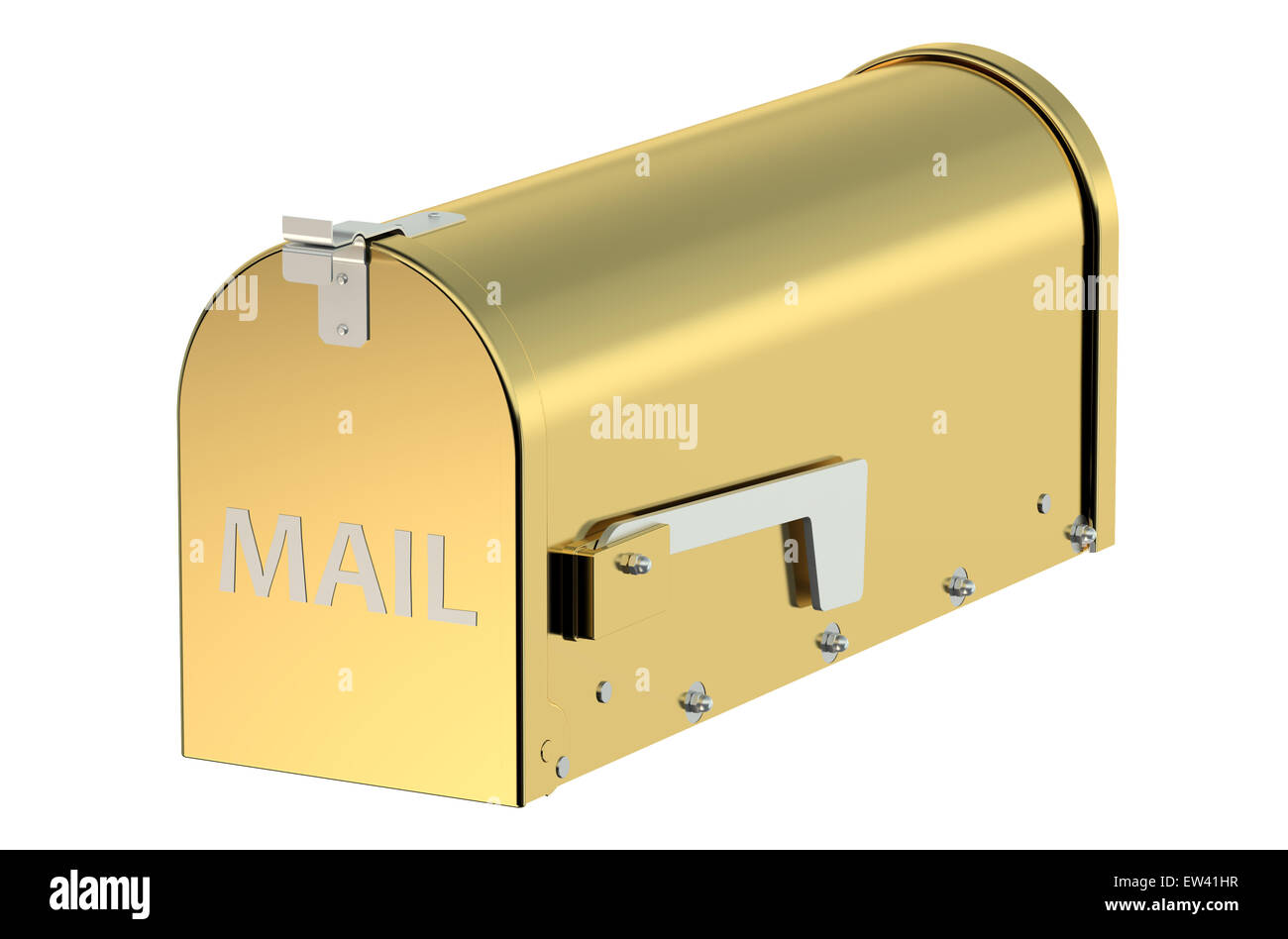 Golden Mailbox isolated on white background Stock Photo - Alamy