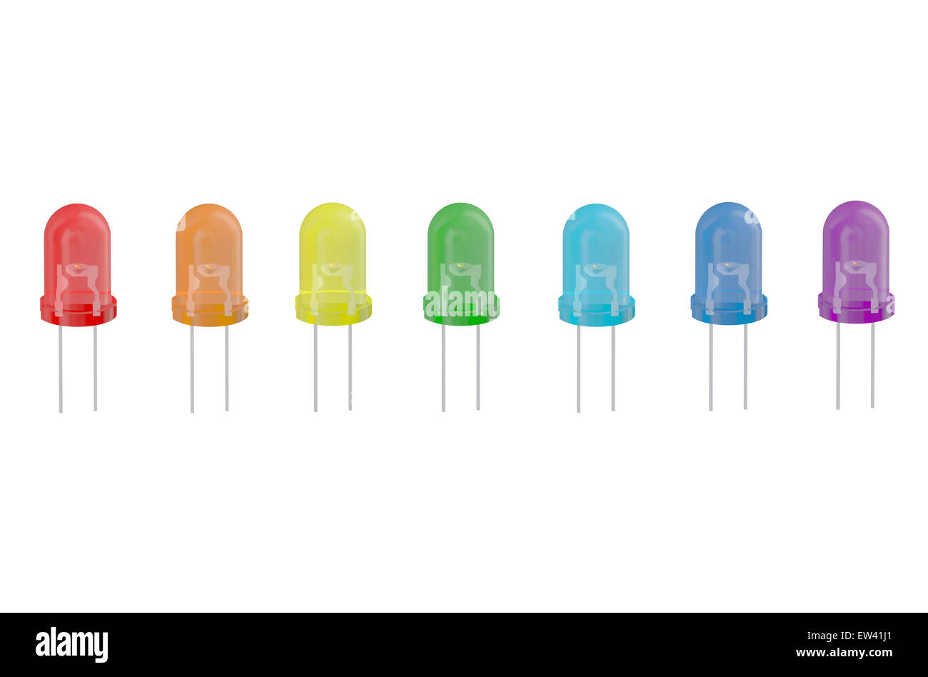 multicolored LEDs in row isolated on white background Stock Photo - Alamy