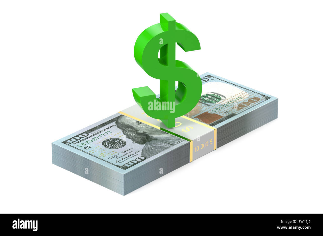 pack of dollars with dollar symbol isolated on white background Stock ...