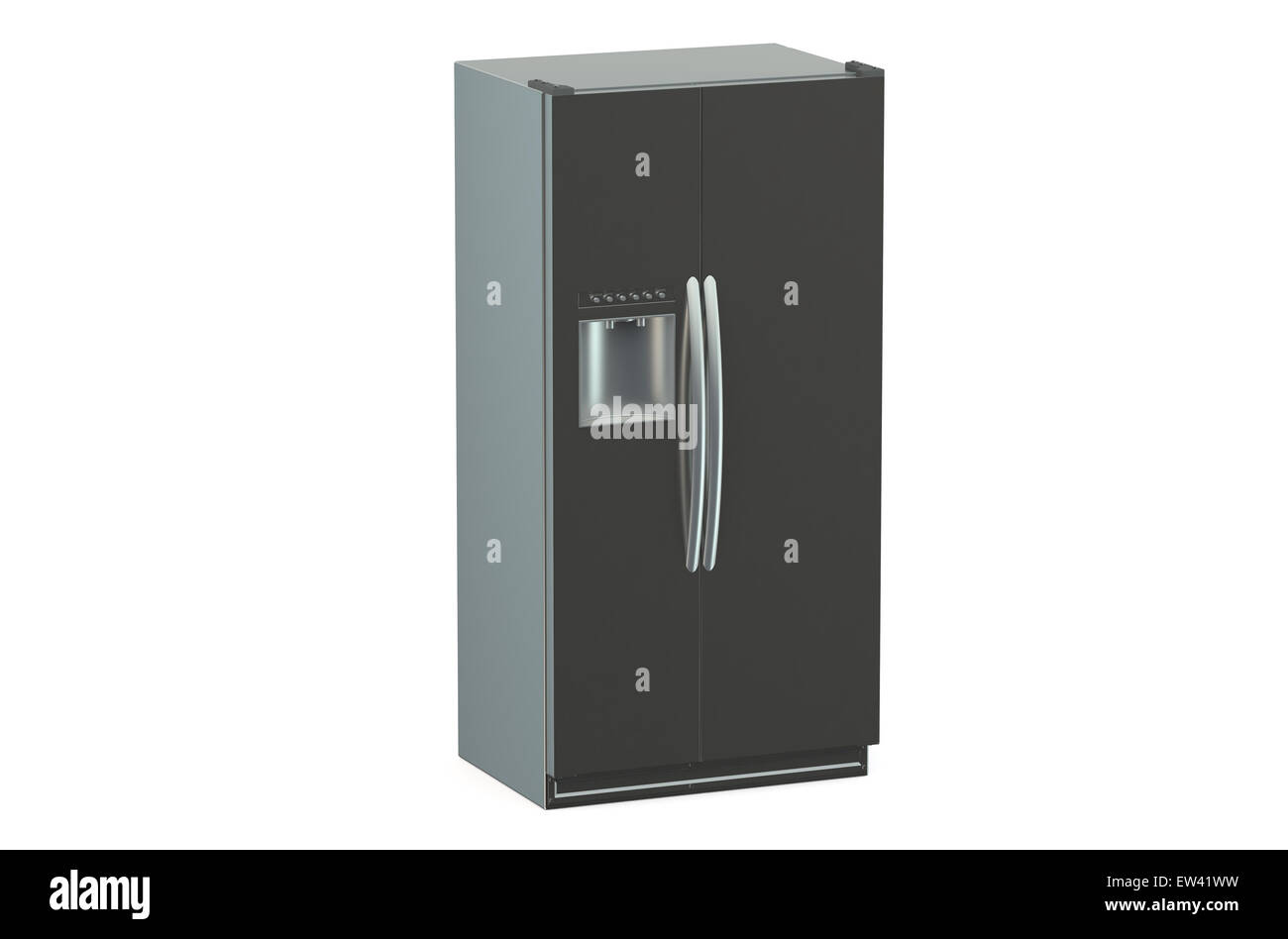 Silver modern fridge with side-by-side door system Stock Photo - Alamy