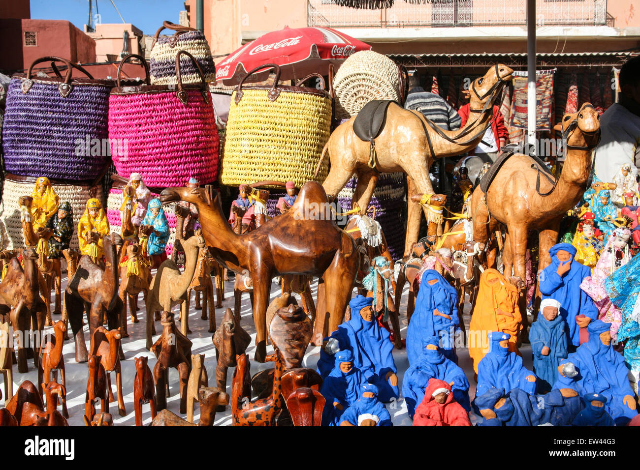 Wooden camels and Tuareg souvenirs at this tourist stall at the La ...