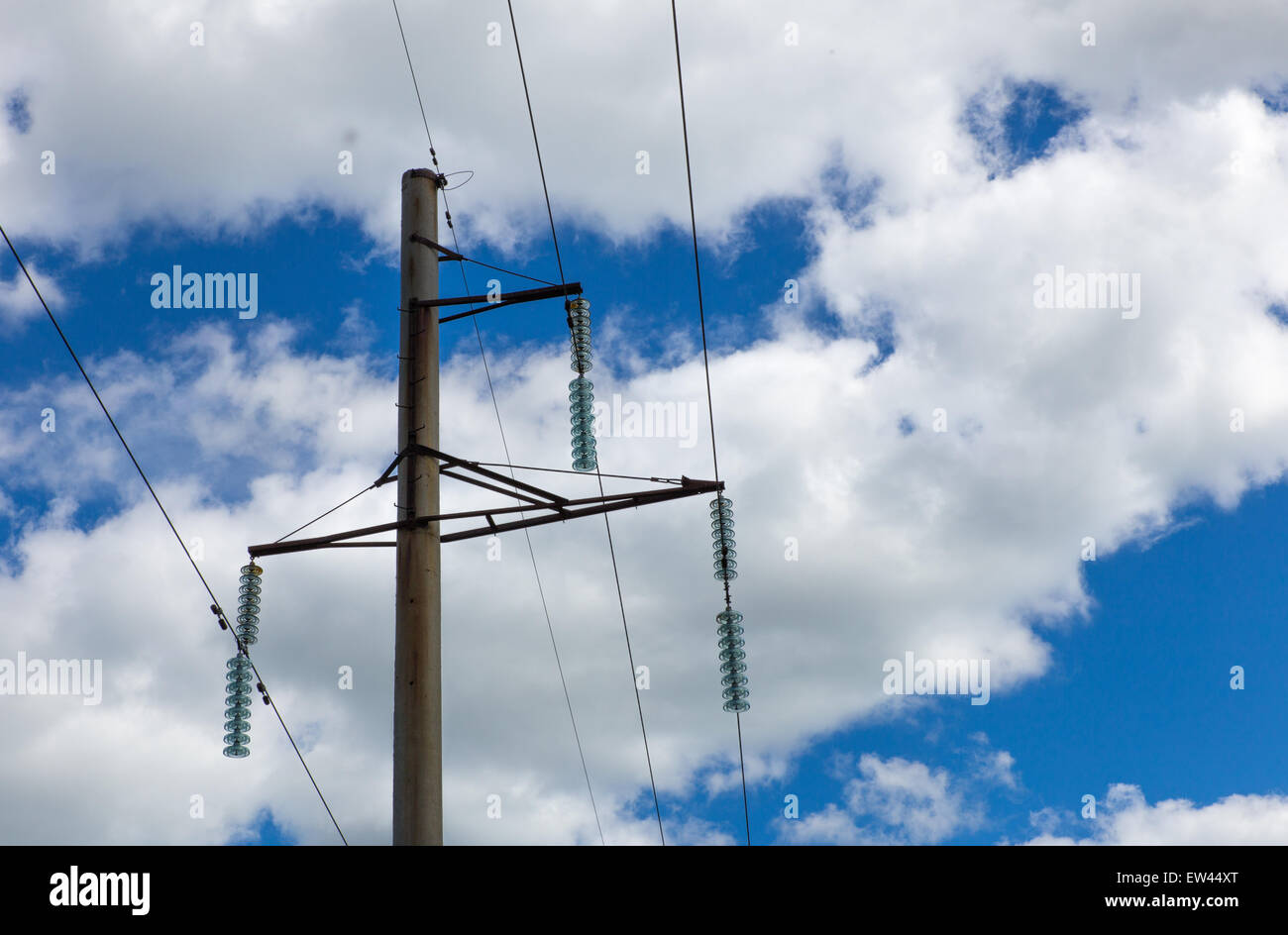 Garlands of insulators on power pole Stock Photo - Alamy