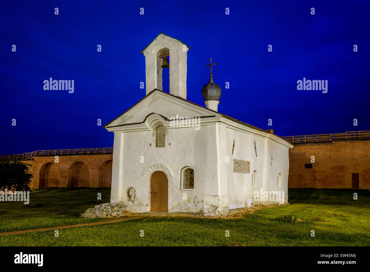 Small church at night Stock Photo - Alamy