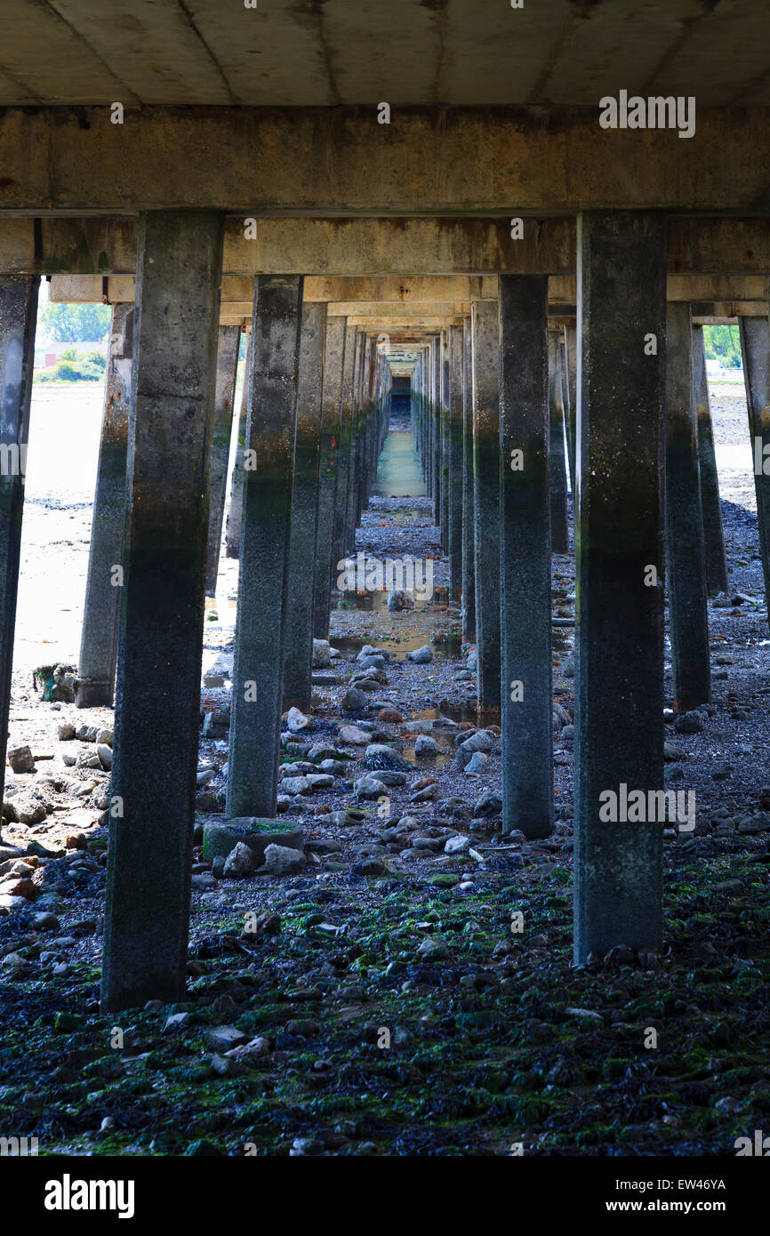 Struts supporting Langstone Bridge from below Stock Photo - Alamy