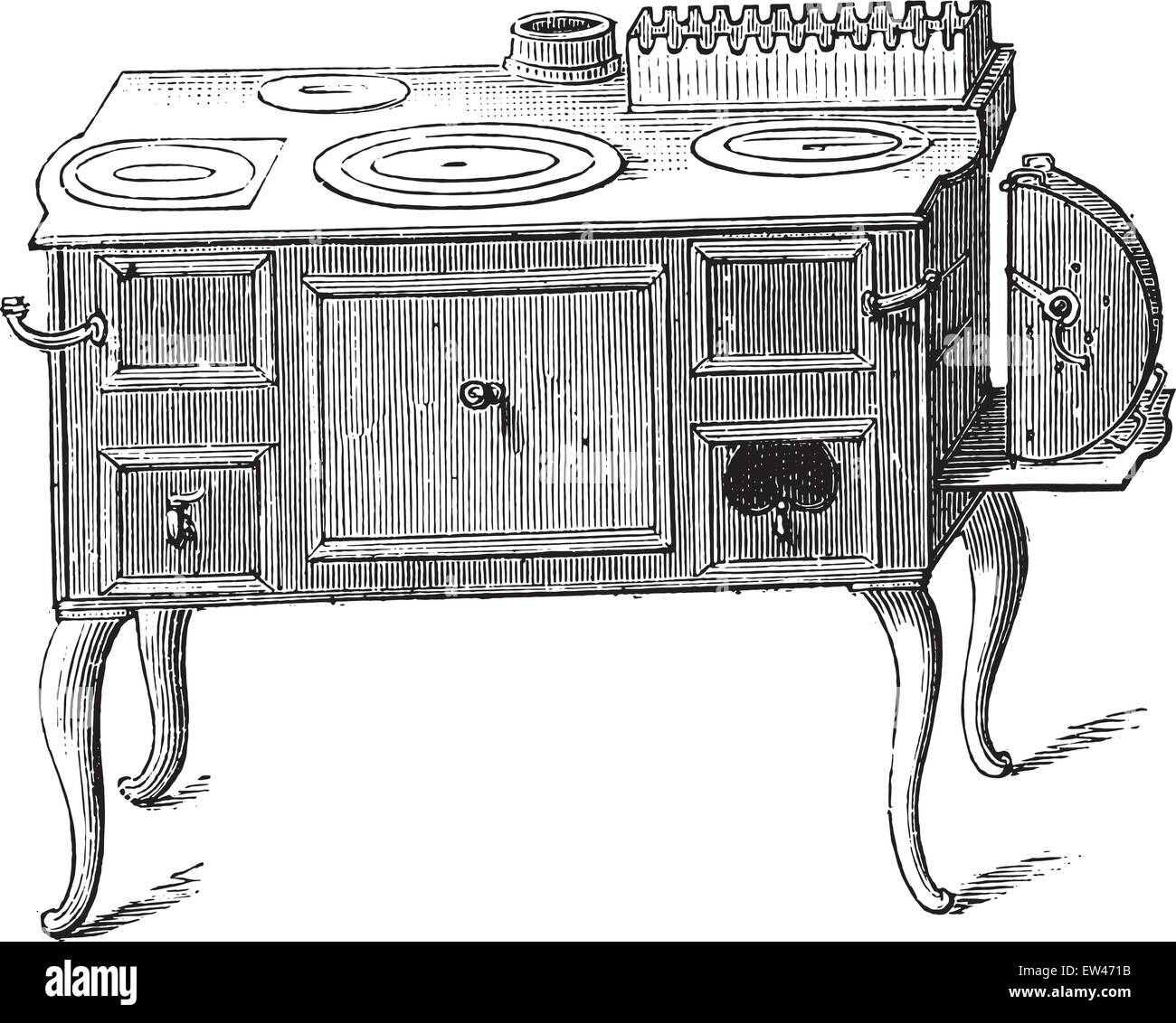 Historic stove drawing Stock Vector Images - Alamy