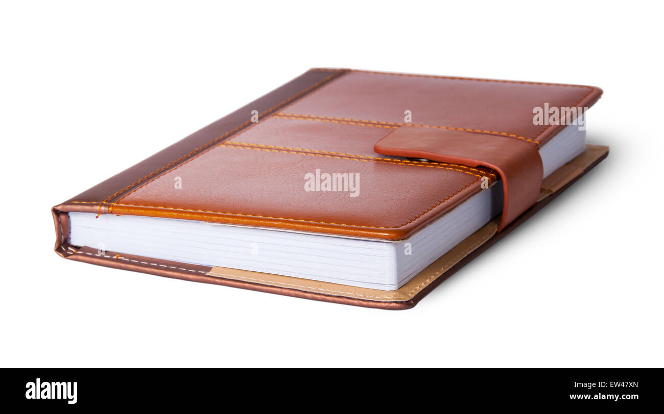 Closed notebook in leather cover isolated on white background Stock ...