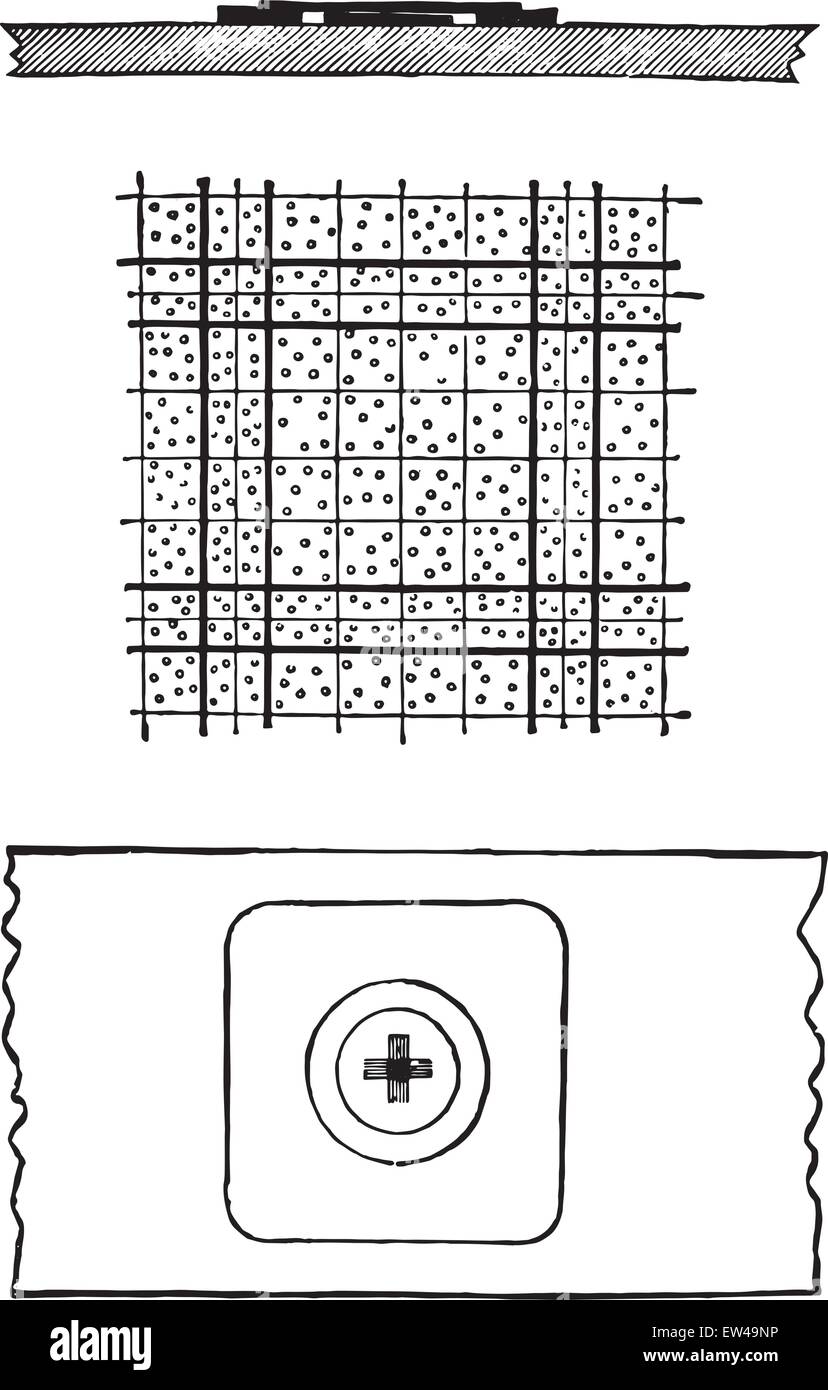Counting chamber of Thoma-Zeiss hemocytometer, vintage engraved ...