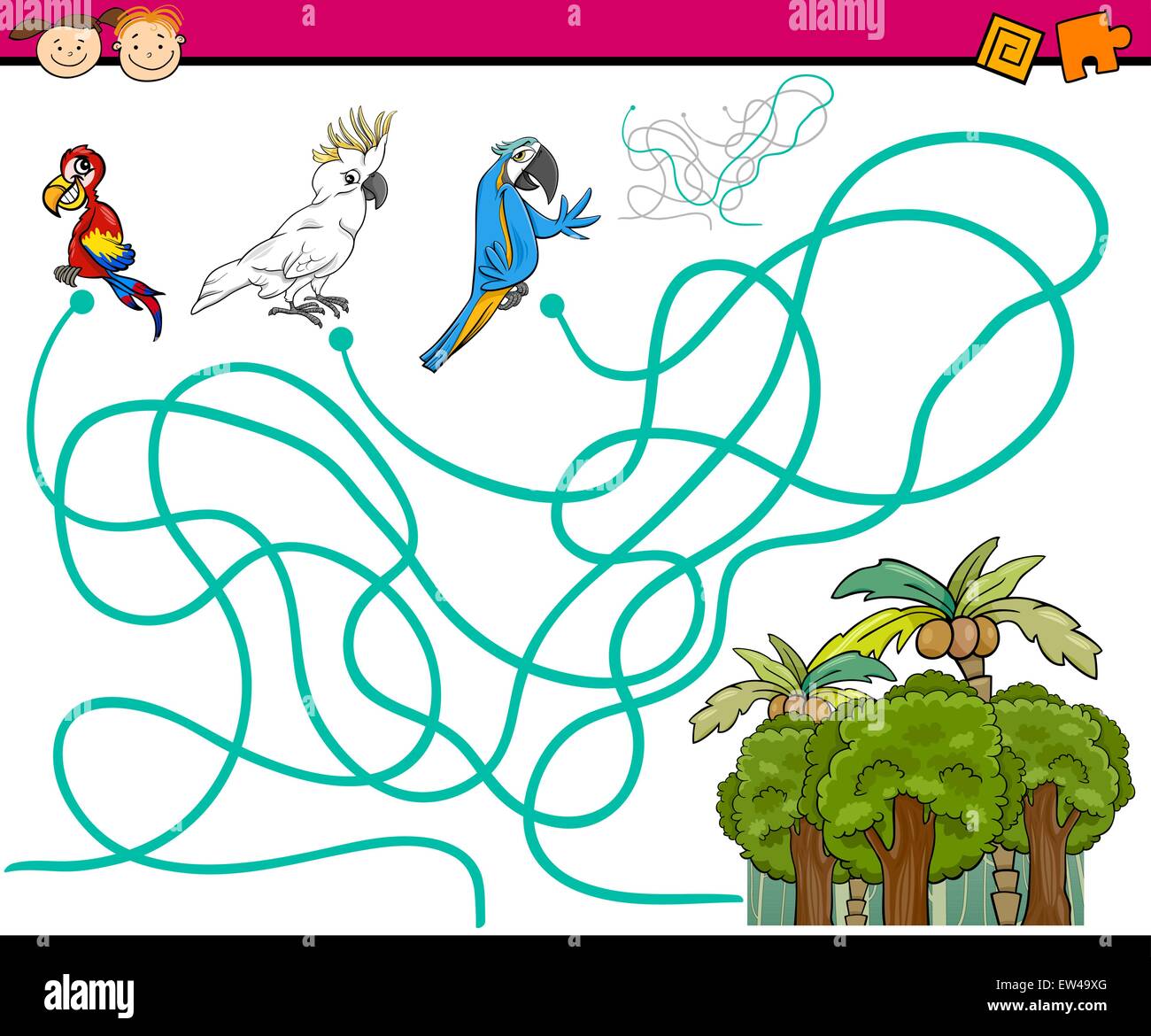 Cartoon Illustration of Education Paths or Maze Game for Preschool ...