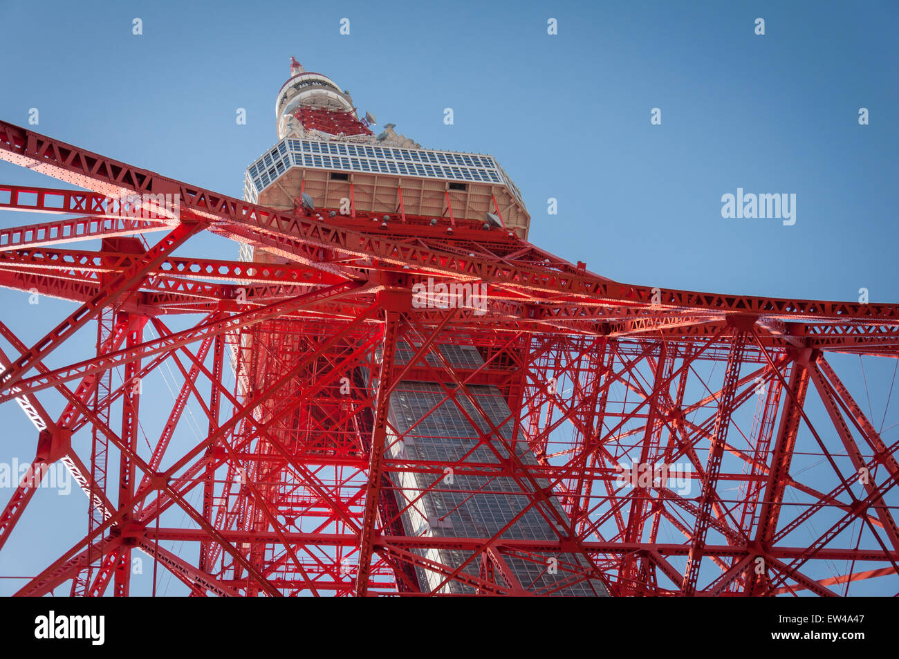 View from the base of Tokyo Tower, looking up Stock Photo - Alamy