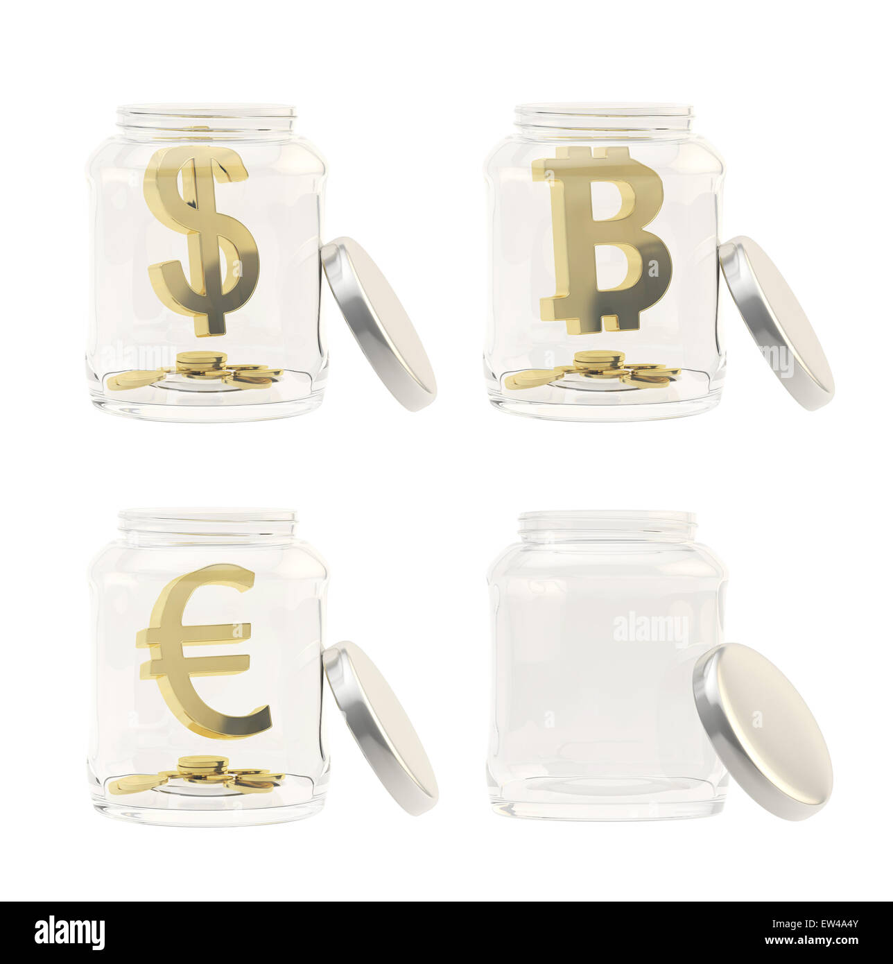 Currency sign with coins in a jar isolated Stock Photo - Alamy